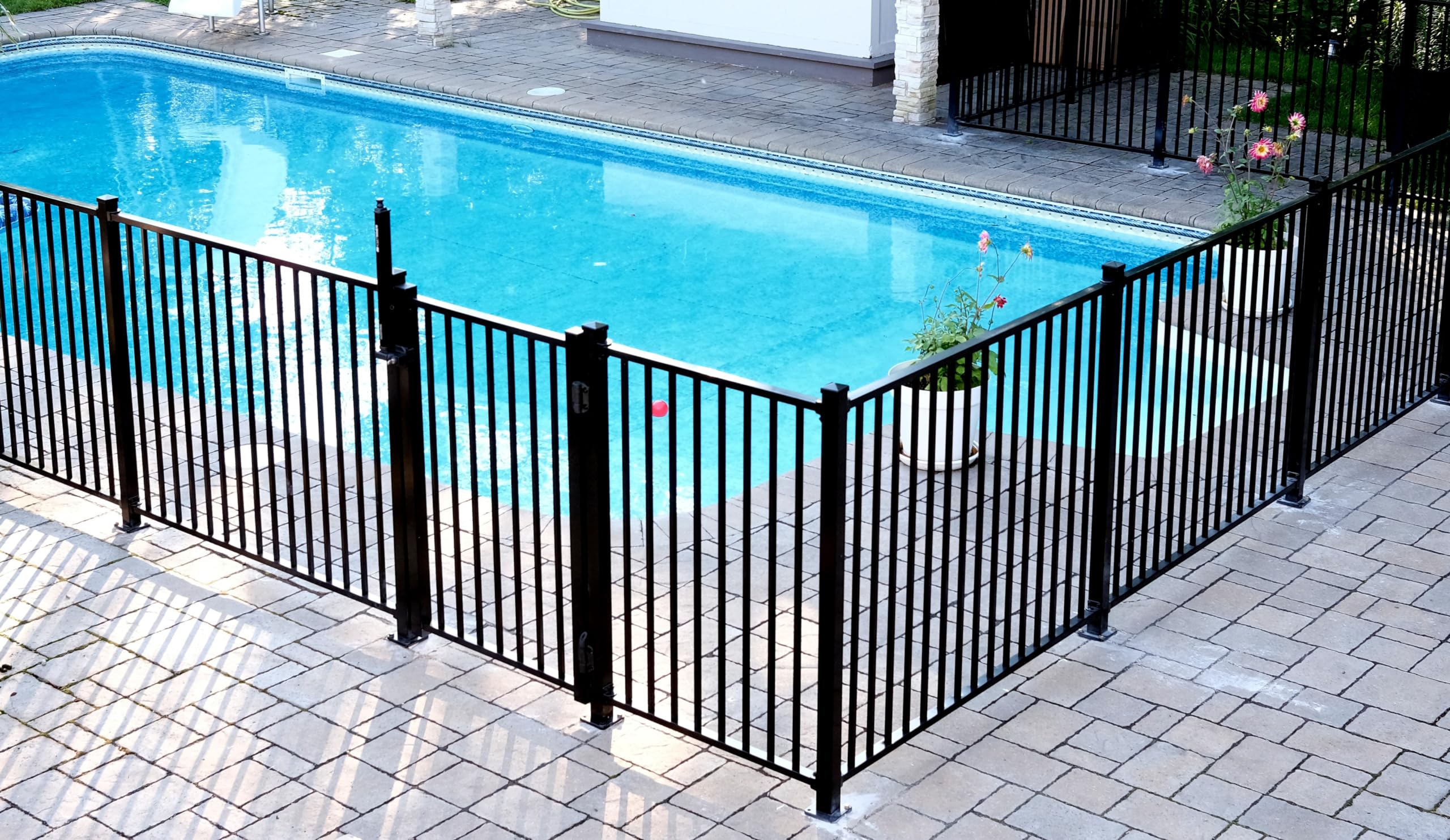UVITA® Système de clôture de piscine en aluminium (4 panneaux réguliers ...