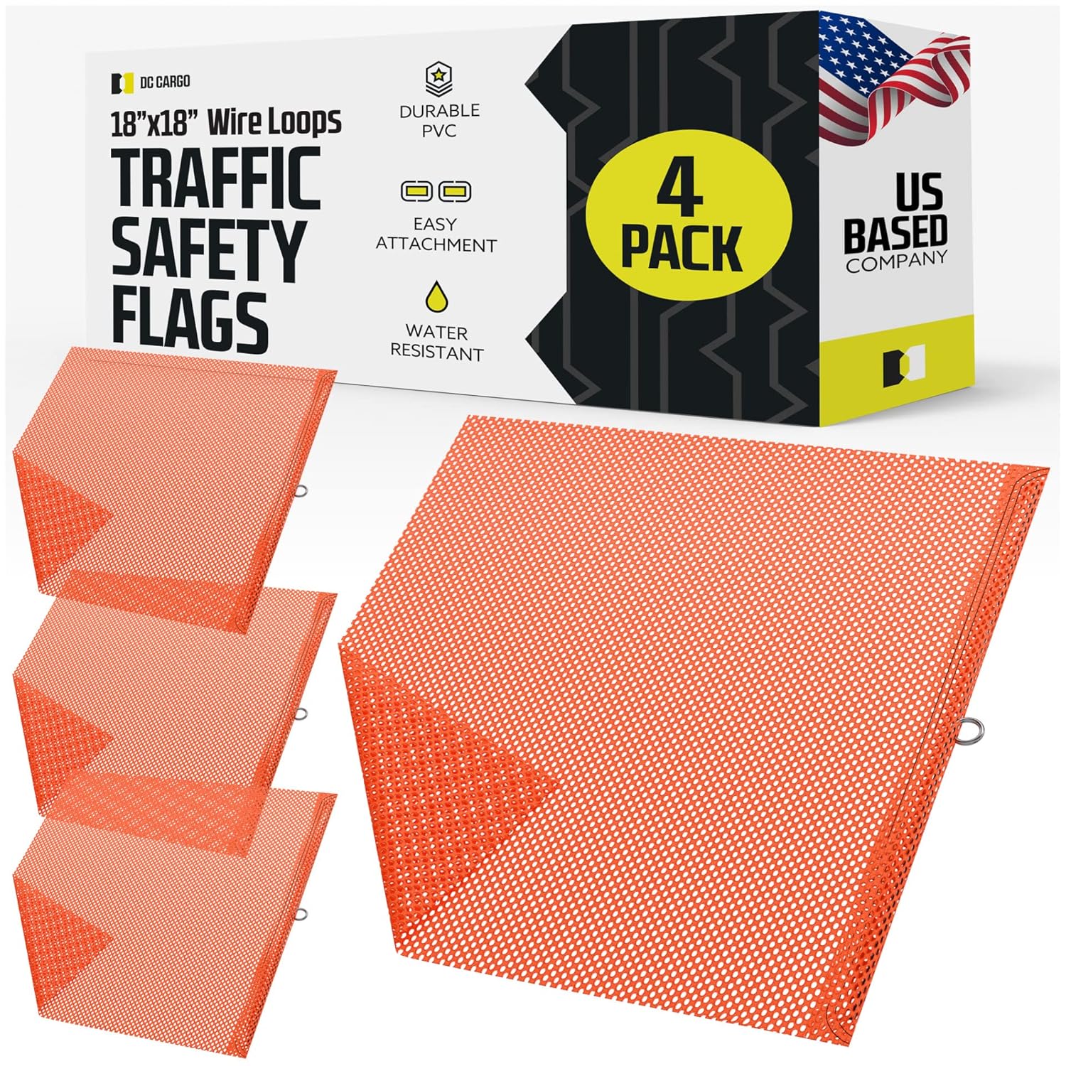 DC Cargo Mesh Safety Oversize Flag W/Wire Mount - DOT Compliant - Mark Your Wide Load Safely and ...
