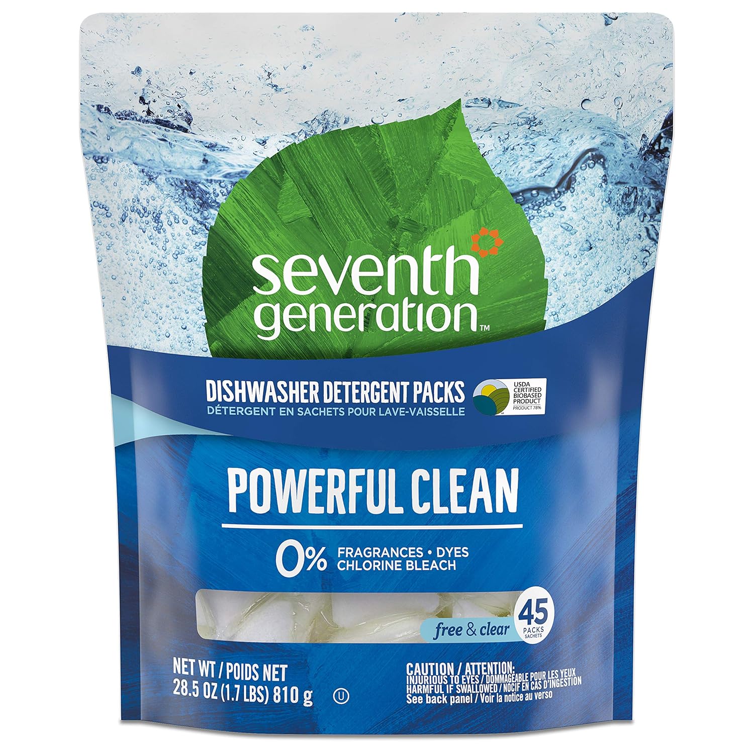 Buy Seventh Generation Dishwasher Detergent Packs, Free & Clear, 45 ...