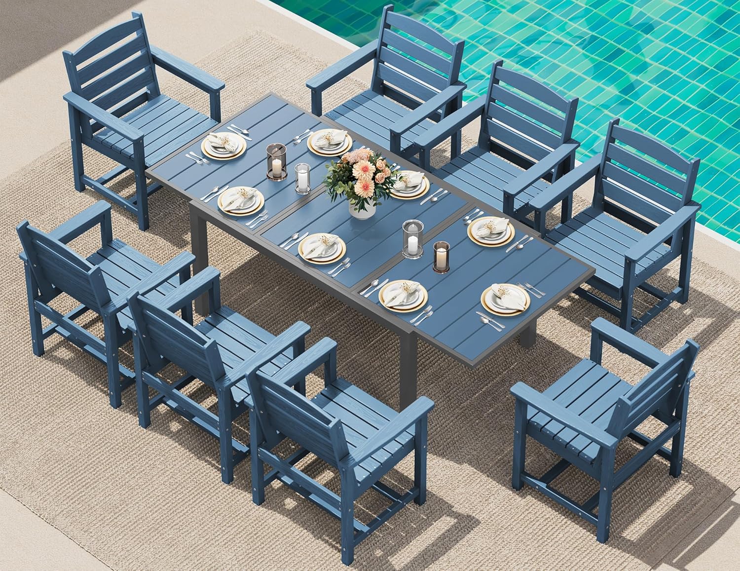 Amazon.com: SERWALL 9-Piece Outdoor Dining Set, 60" - 83" Expandable ...