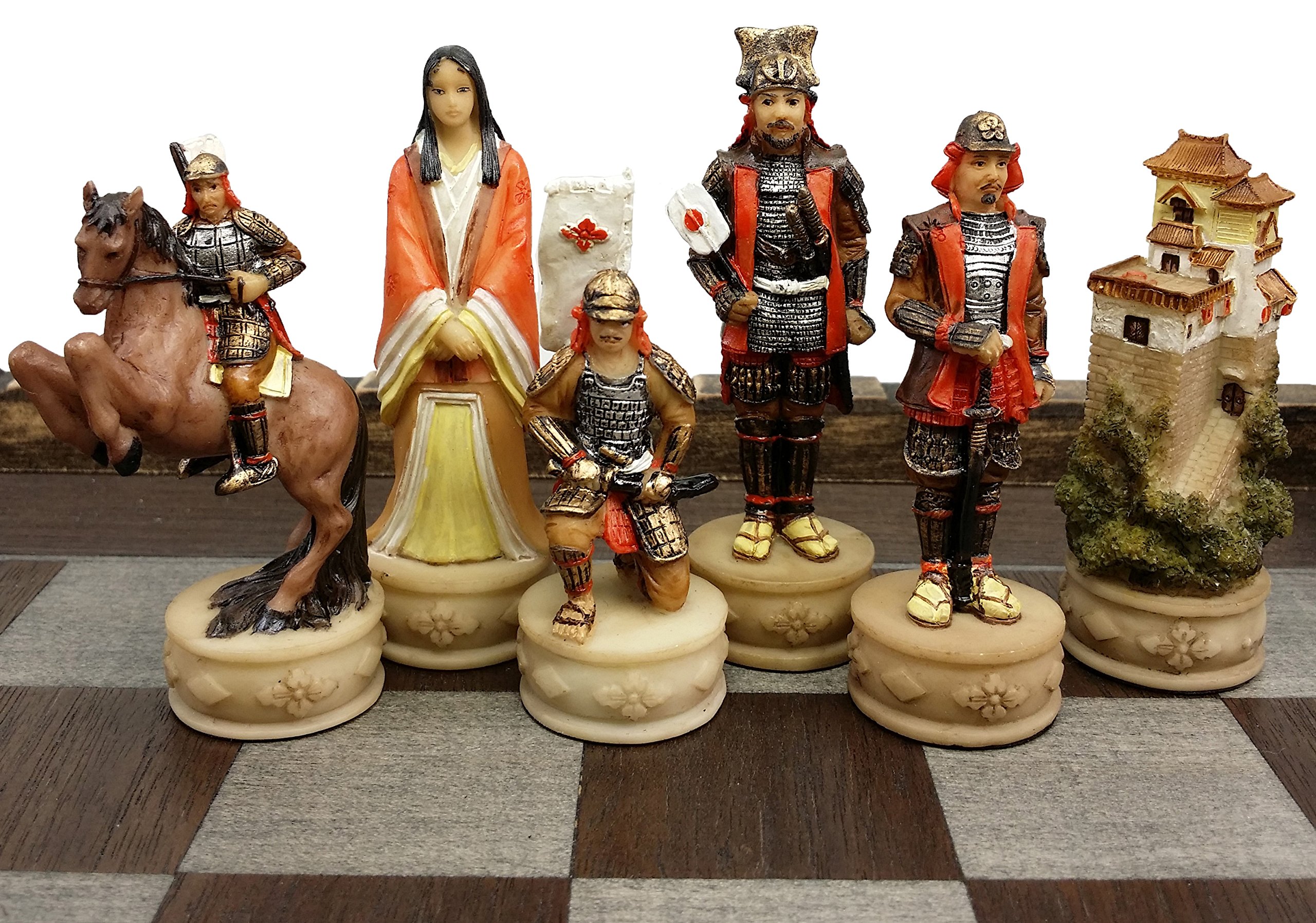 Japanese Samurai Warrior Oriental Chess Set w/ 17" Castle Fortress ...