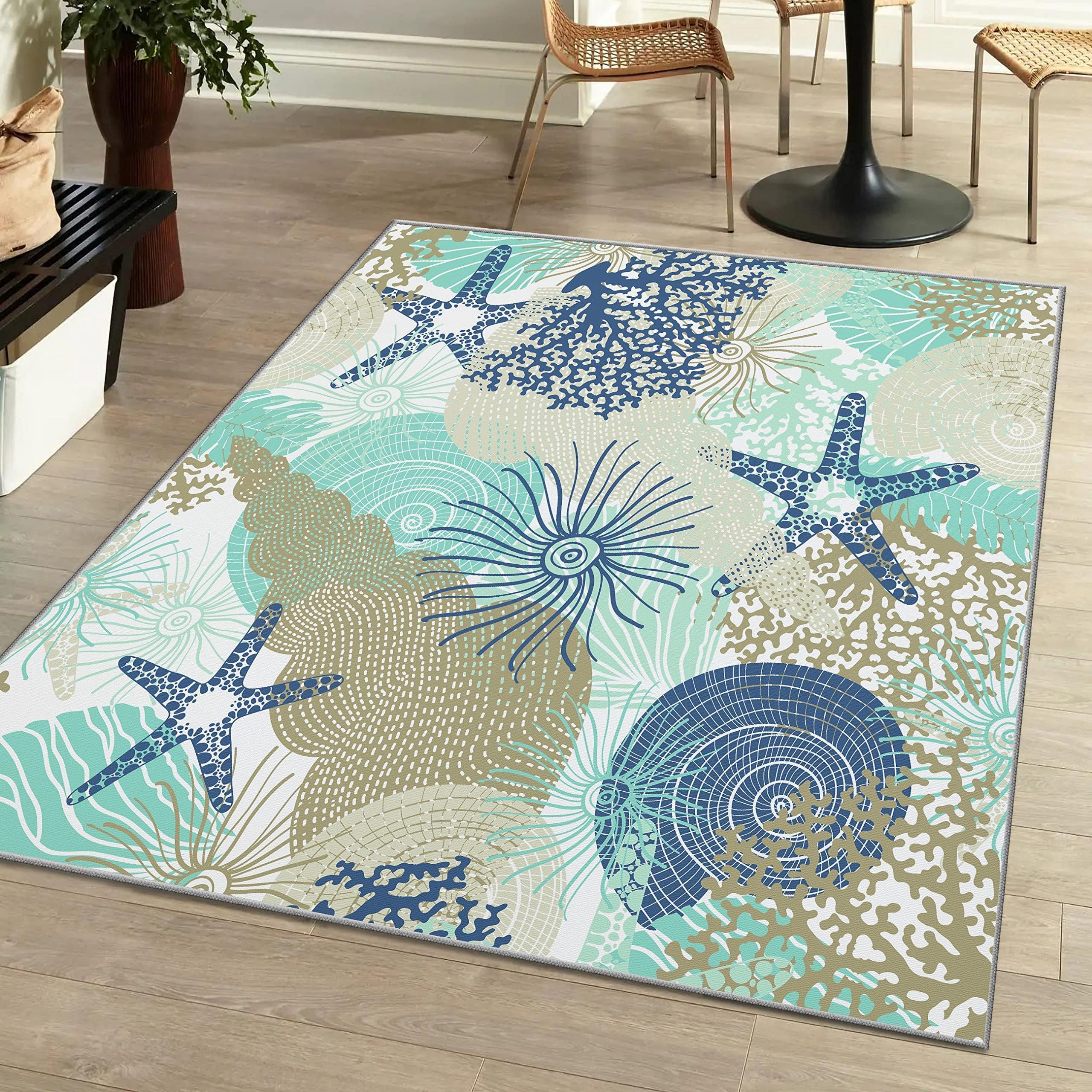 Amazon.com: Tritard Coastal Area Rugs Nautical Beach Themed Non-Slip ...