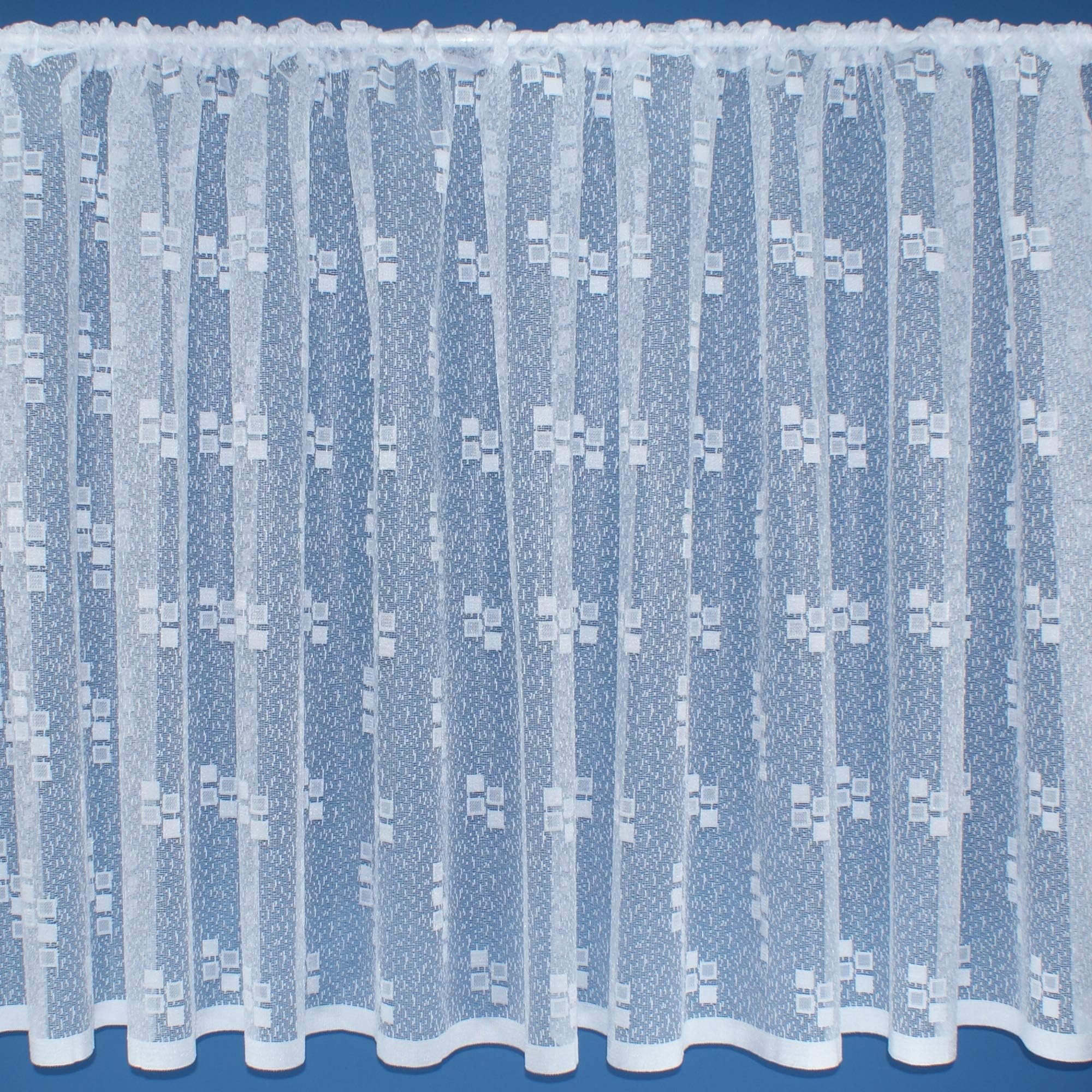 John Aird Squares White Net Curtain - Width Sold By The Metre (Drop: 36 ...