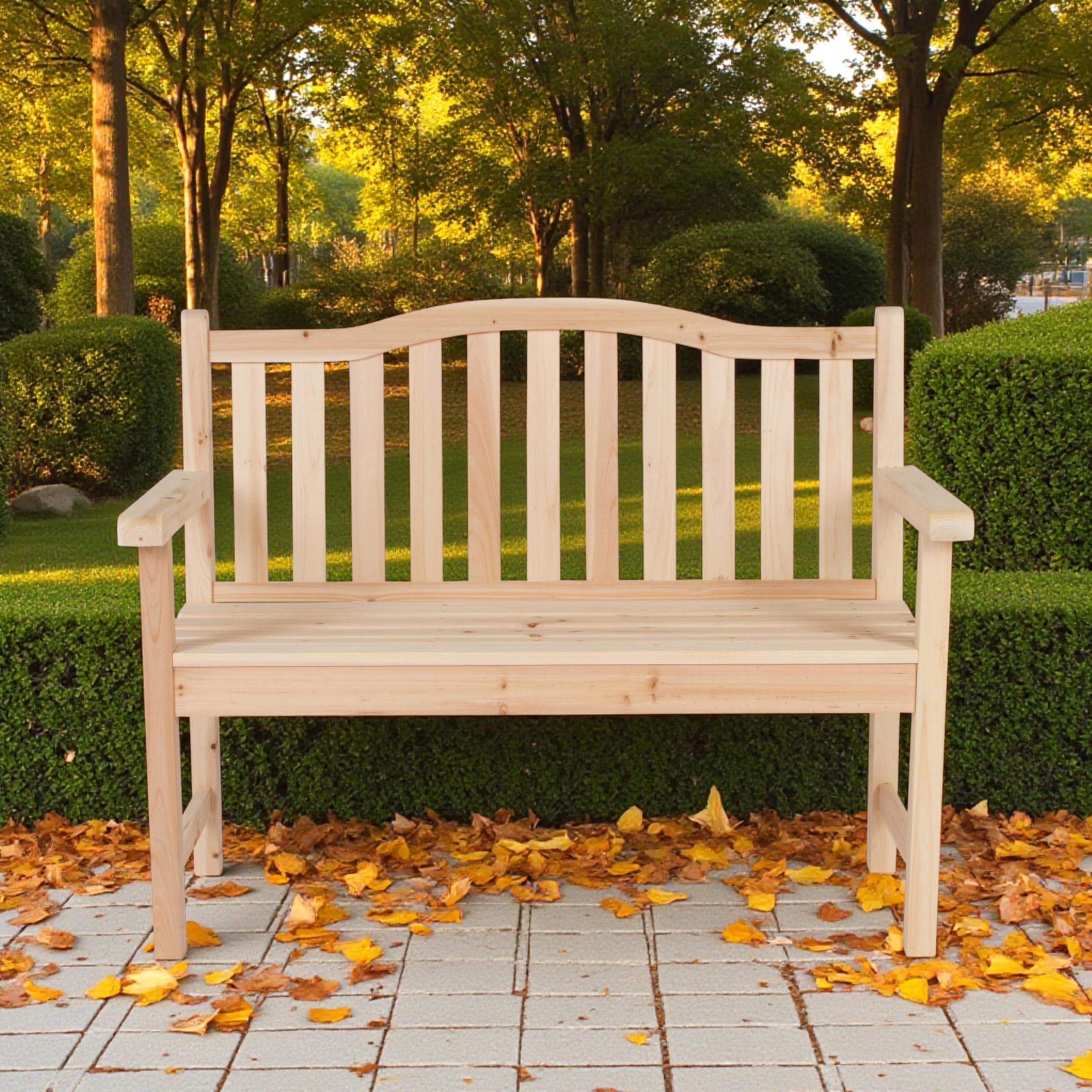 Snapklik.com : Shine Company Belfort Outdoor Solid Wood Patio Garden Bench