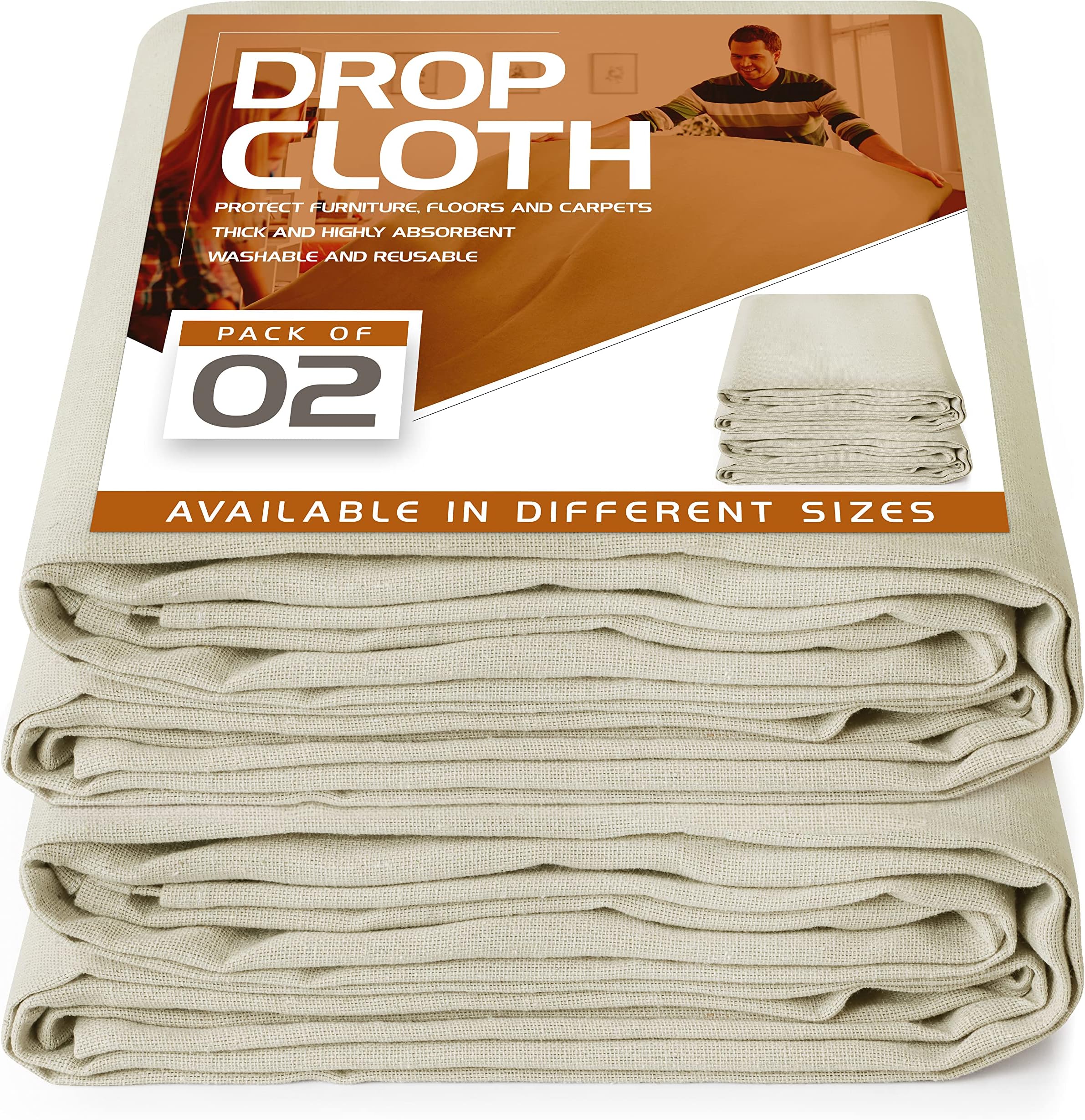 Premium Cotton Canvas Drop Cloth - 8 oz, 6x9 ft - Perfect for Painting ...