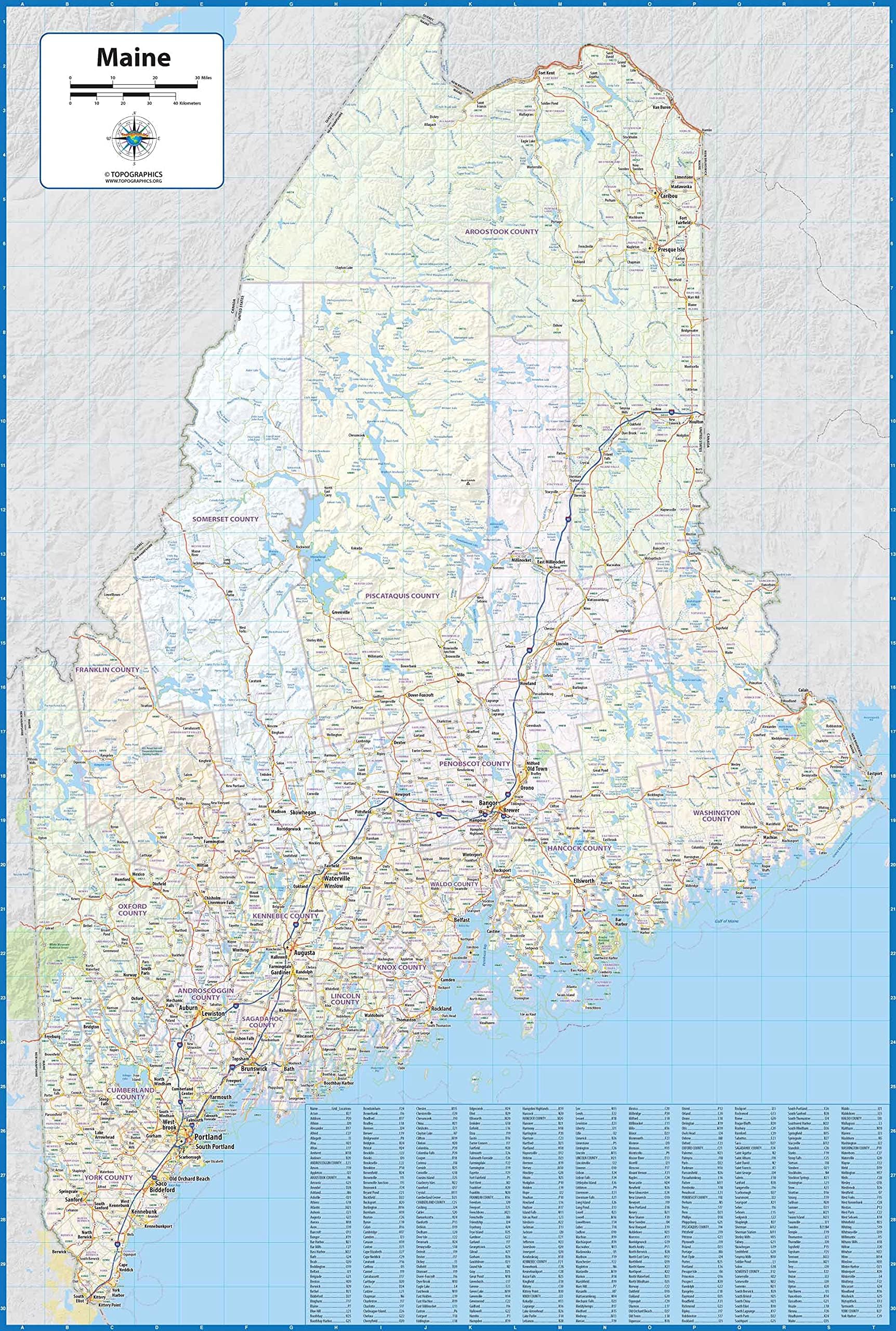 maine physical maps