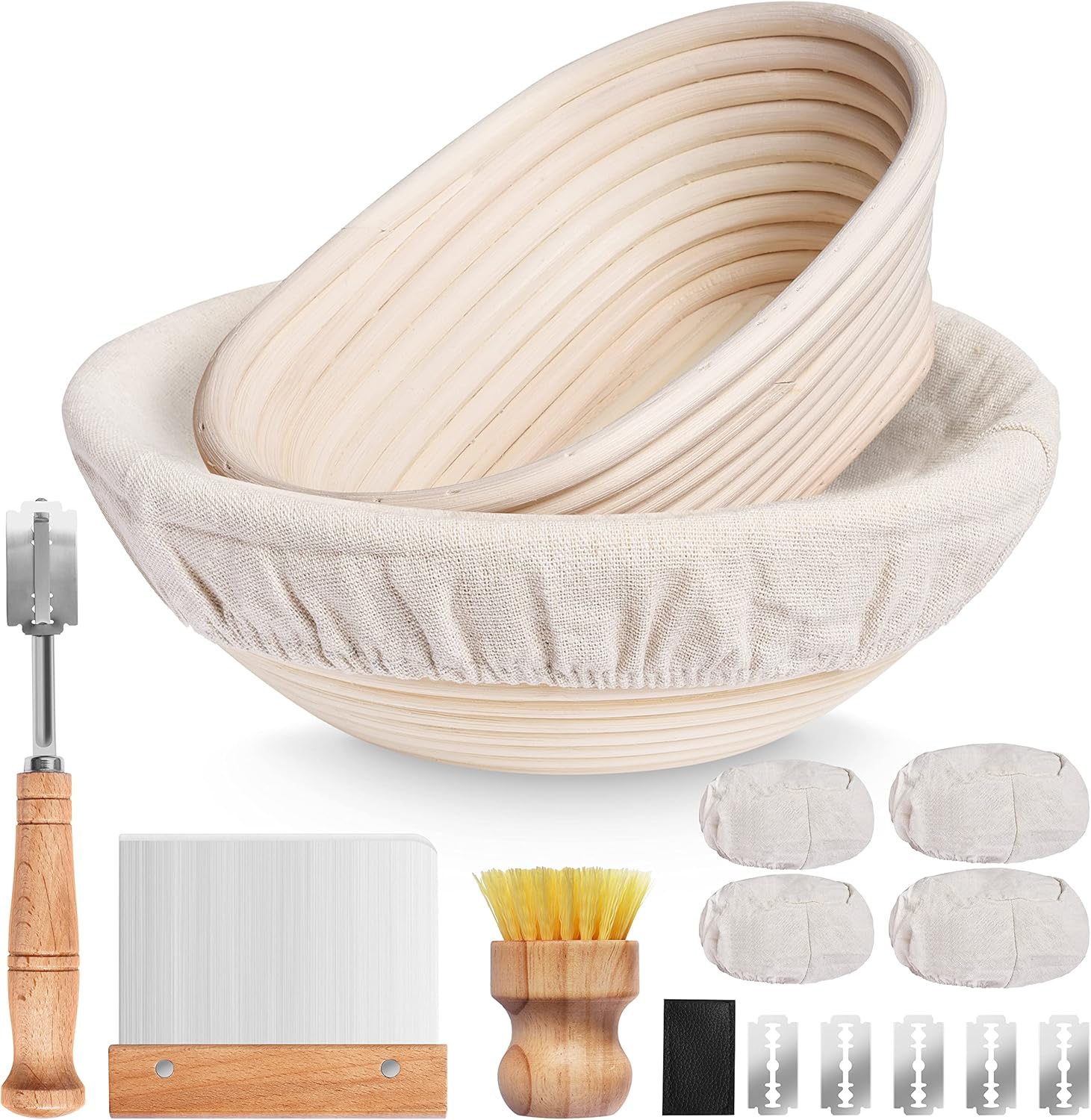 Amazon.com: AIxibu Banneton Bread Proofing Basket Set of 2,10-inch ...