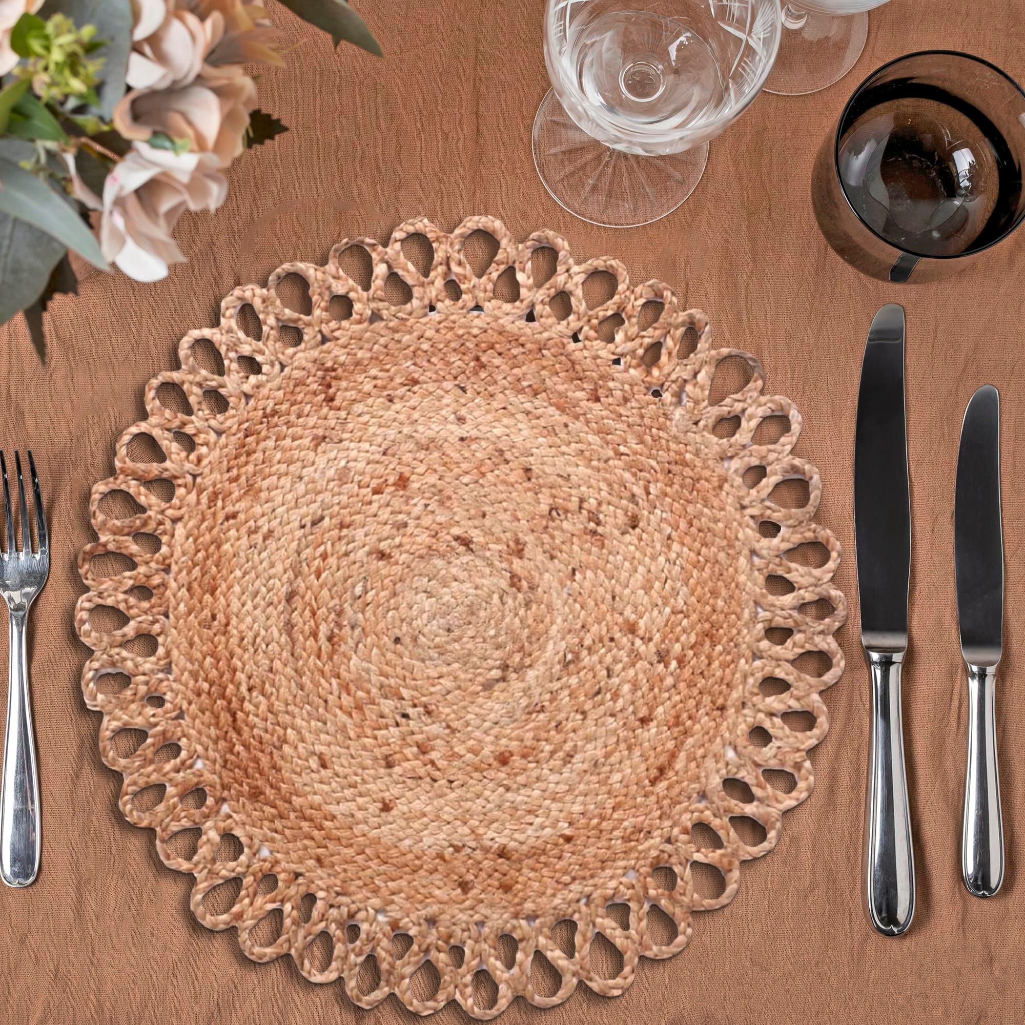 Amazon.com: Jute Hand Braided Placemats Set of 6 | 14 Inches Artistic ...