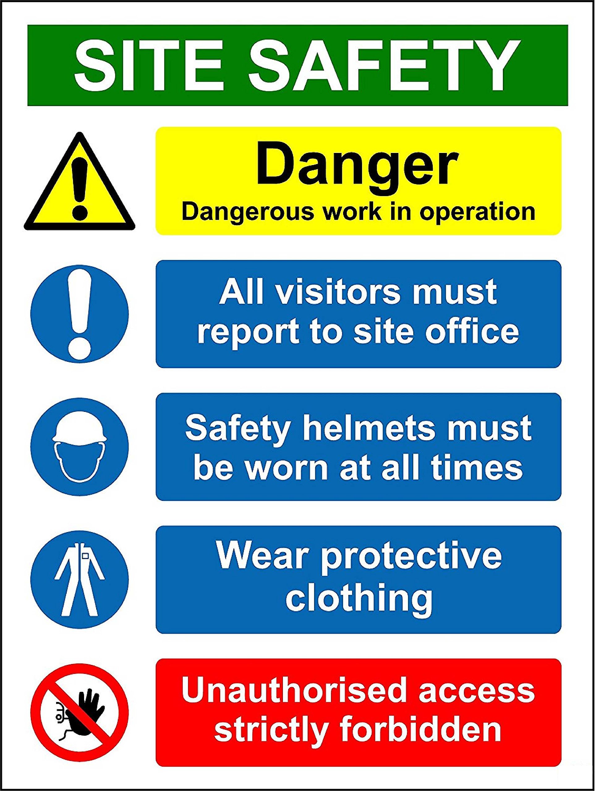 Site safety signs Dangerous work in operation safety sign - 3mm ...