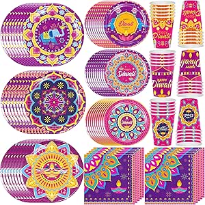 Amazon.com: 60 Pcs Diwali Party Supplies 7 Inch 6 styles Happy Diwali ...