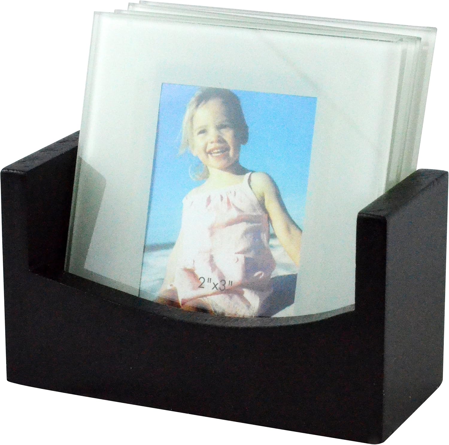 Amazon.com: Glass Photo Frame Coasters with Wooden Rack – Customizable ...
