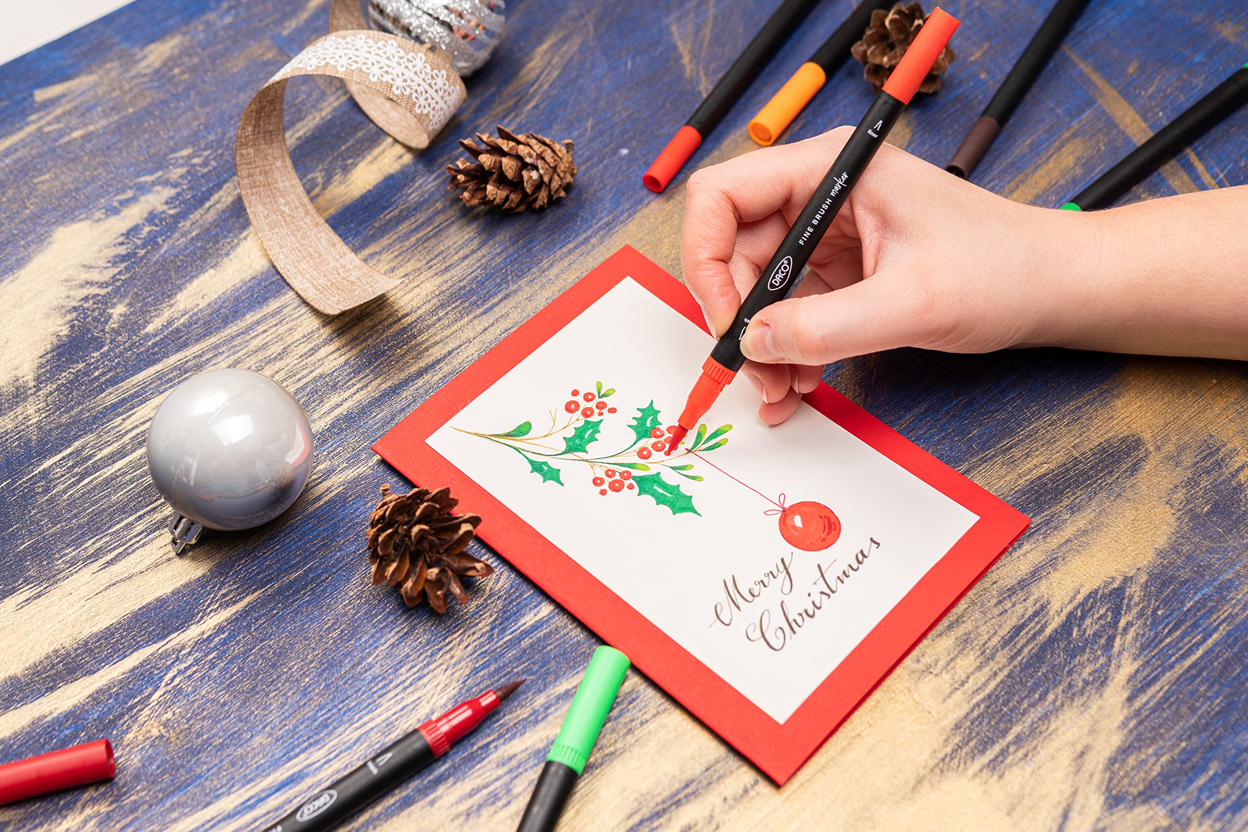 DACO Fine Brush Markers, Dual Brush Marker Pens for Coloring Books ...