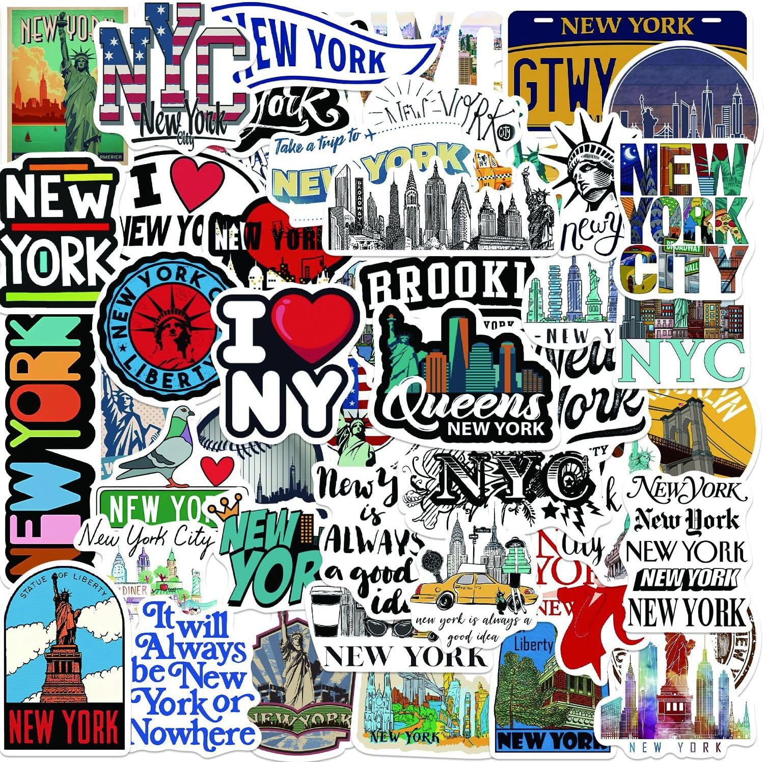 Amazon.com: Mooliwe 100 Pcs New York Stickers Aesthetic Waterproof ...