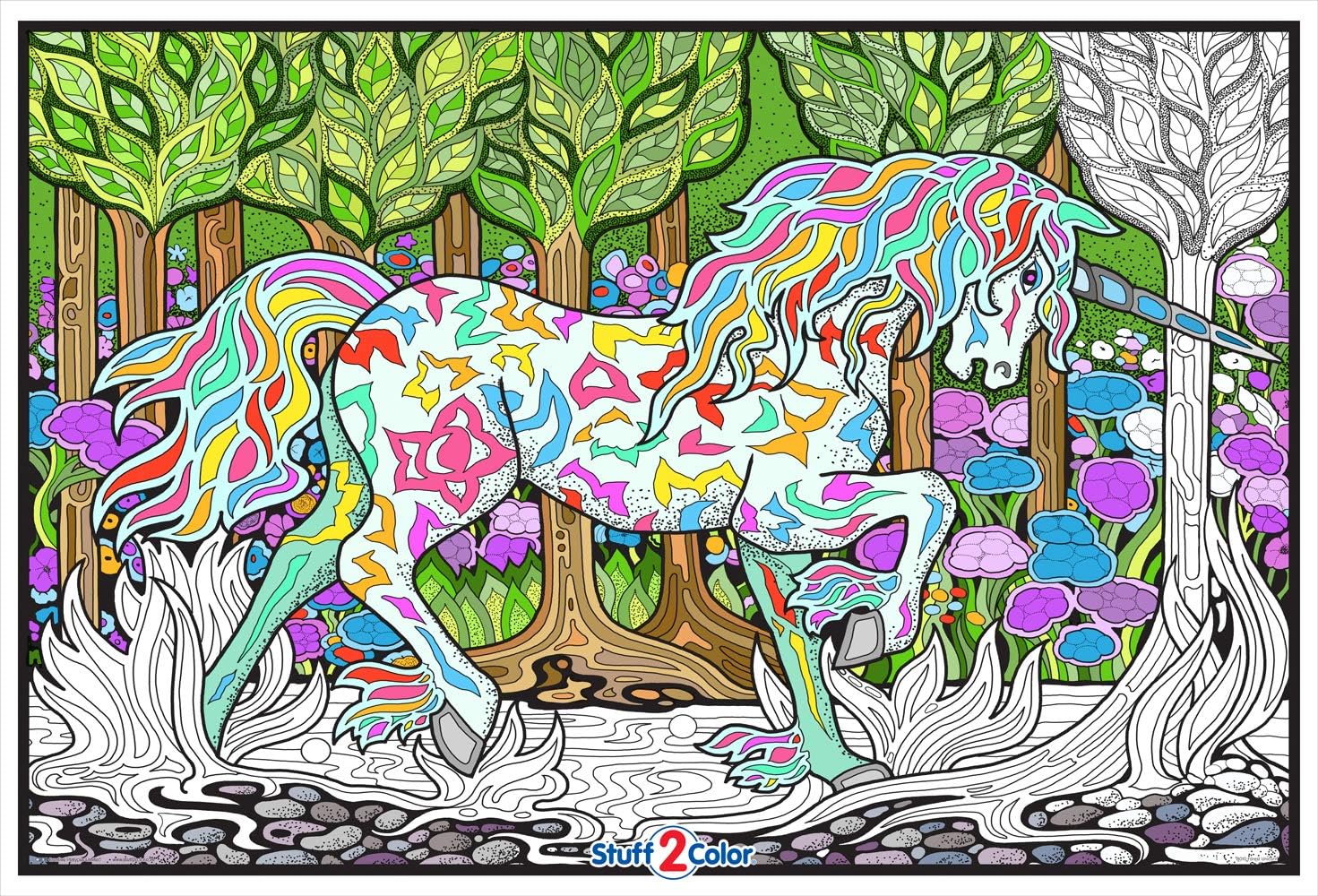 Amazon.com: Stuff2Color Forest Unicorn - 22x32.5 Giant Line Art ...