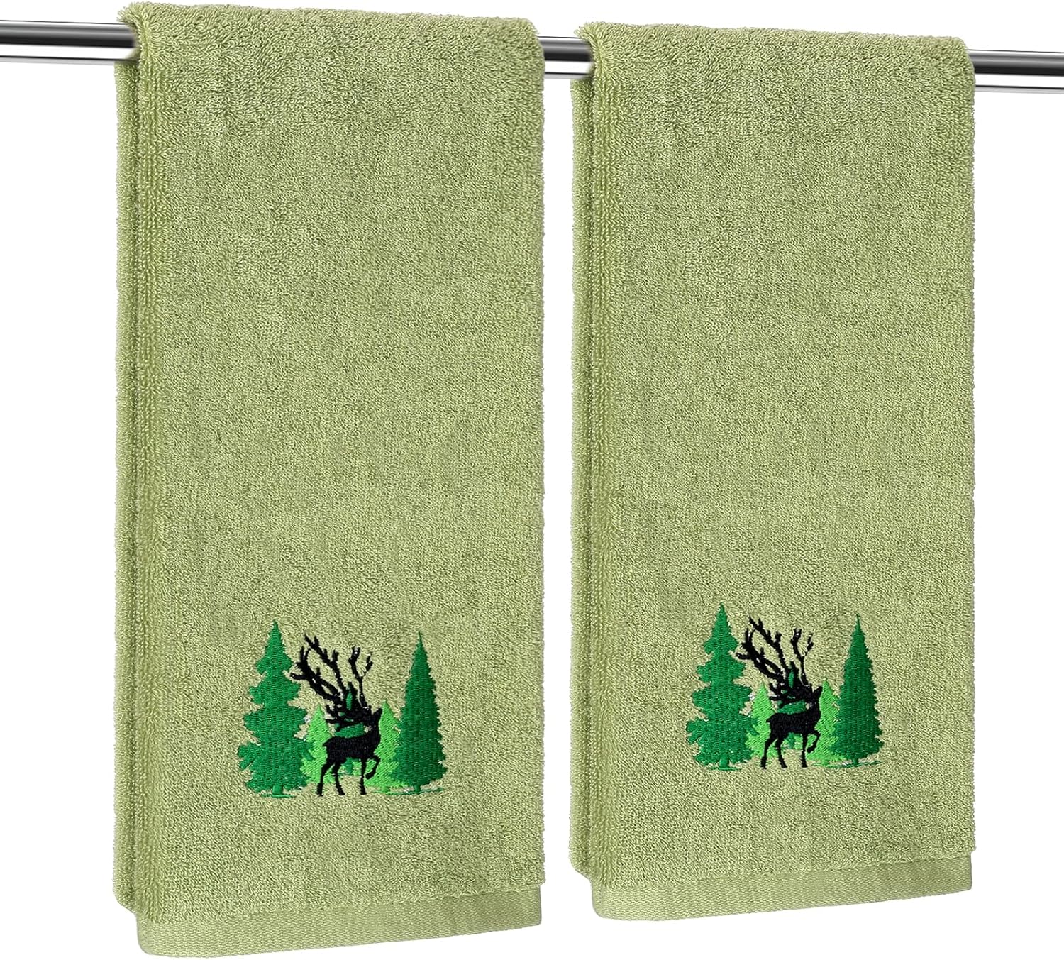 Amazon.com: CODOHI 2 PCS Christmas Hand Towels Green Woodland Forest ...