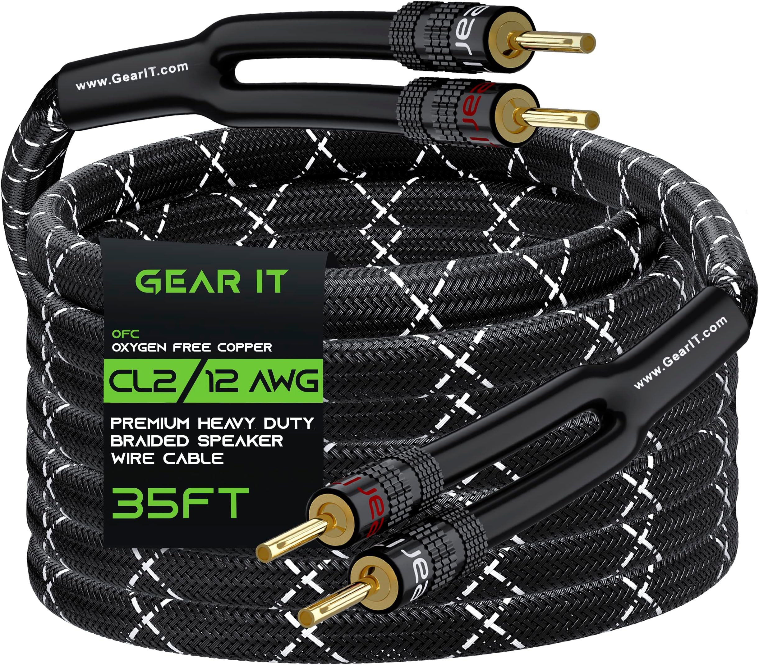 Amazon.com: GearIT 12AWG Speaker Cable Wire with Gold-Plated Banana Tip ...