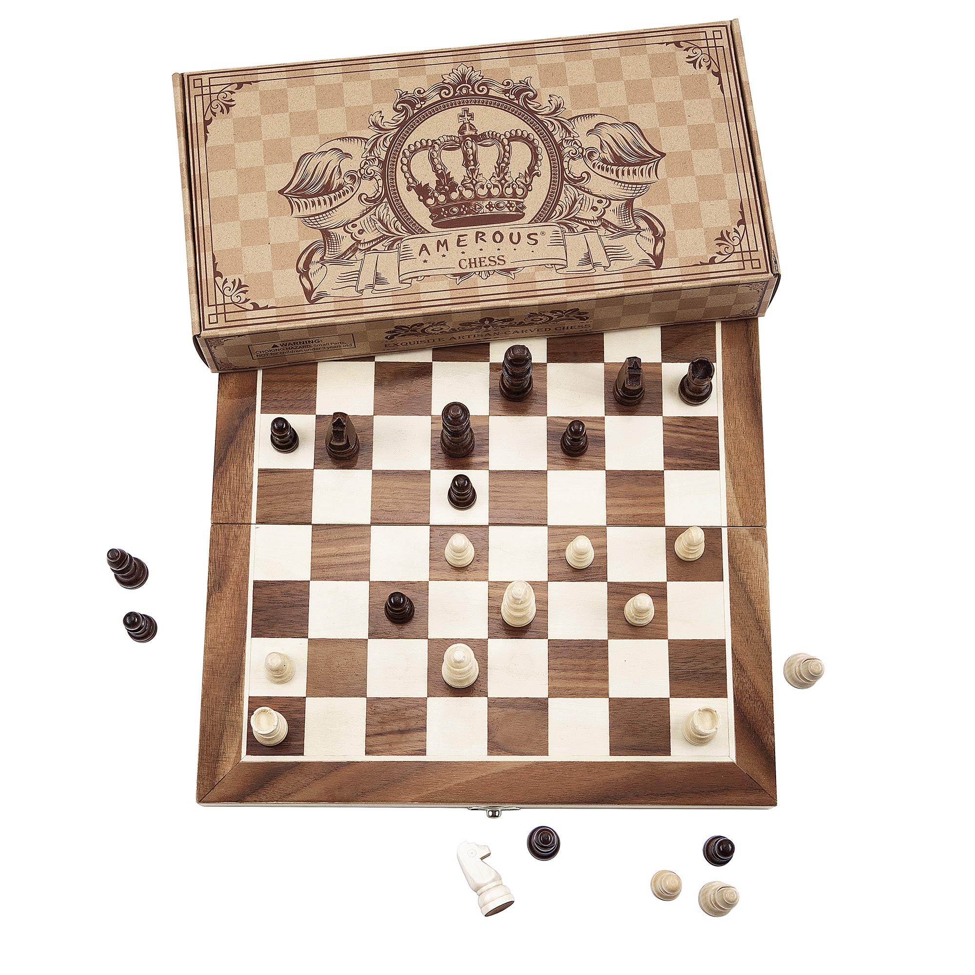 Snapklik.com : AMEROUS 12" X 12" Magnetic Wooden Chess Set For Kids And ...
