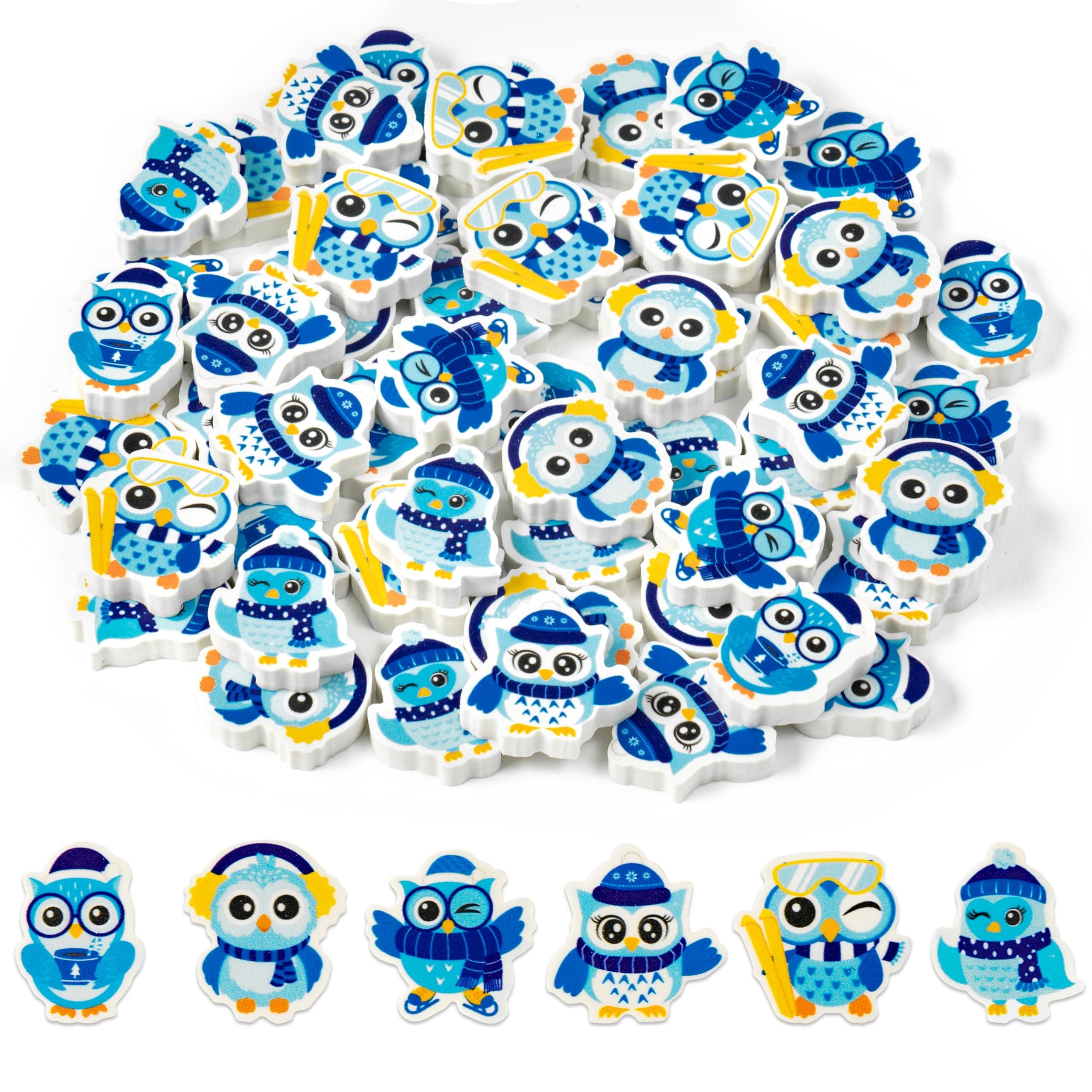 Amazon.com: Haooryx Christmas Winter Owl Erasers - 60pcs Cute Owl Mini ...