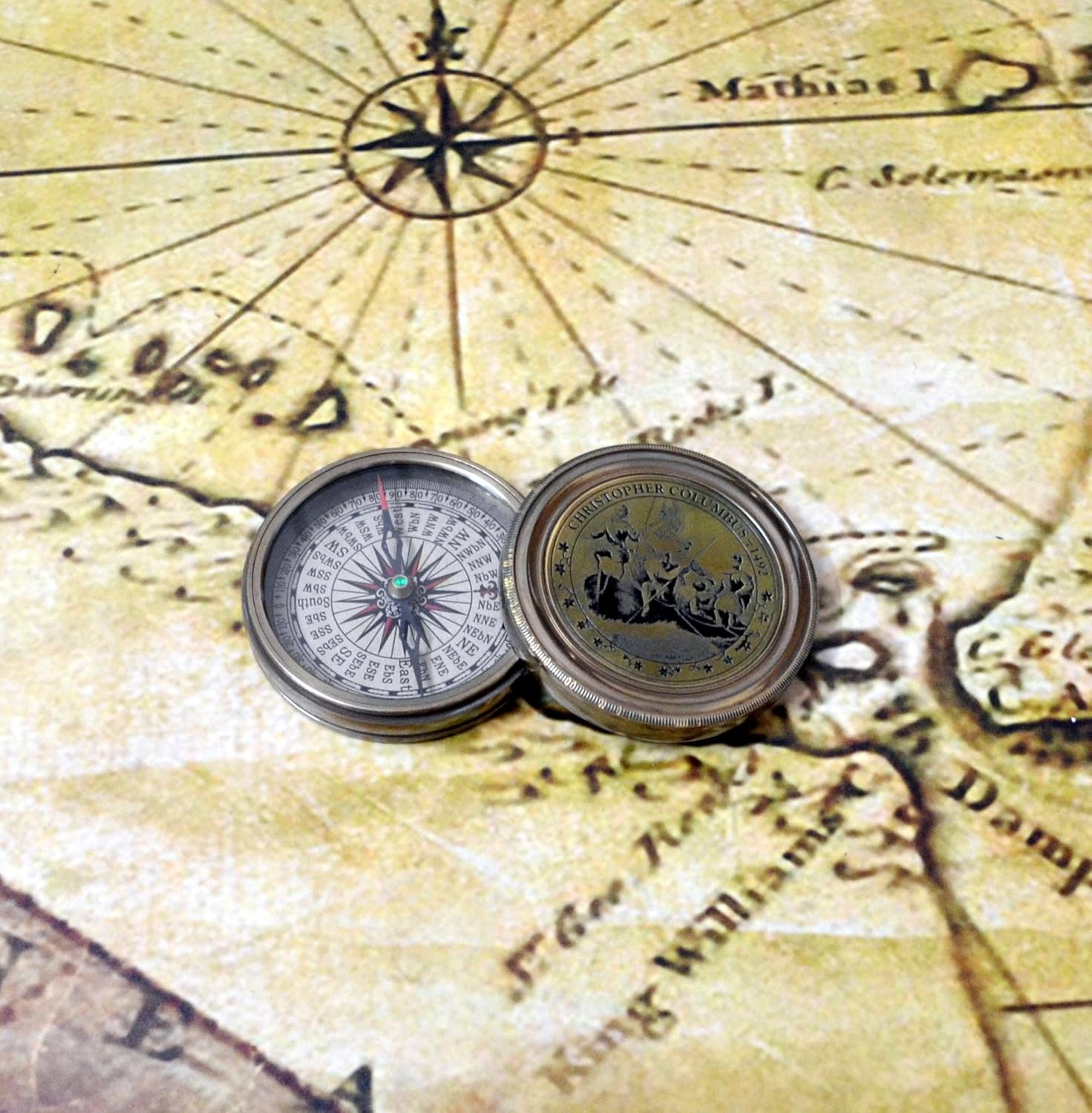 Navigating Replica Christopher Columbus Compass Vintage Brass ...