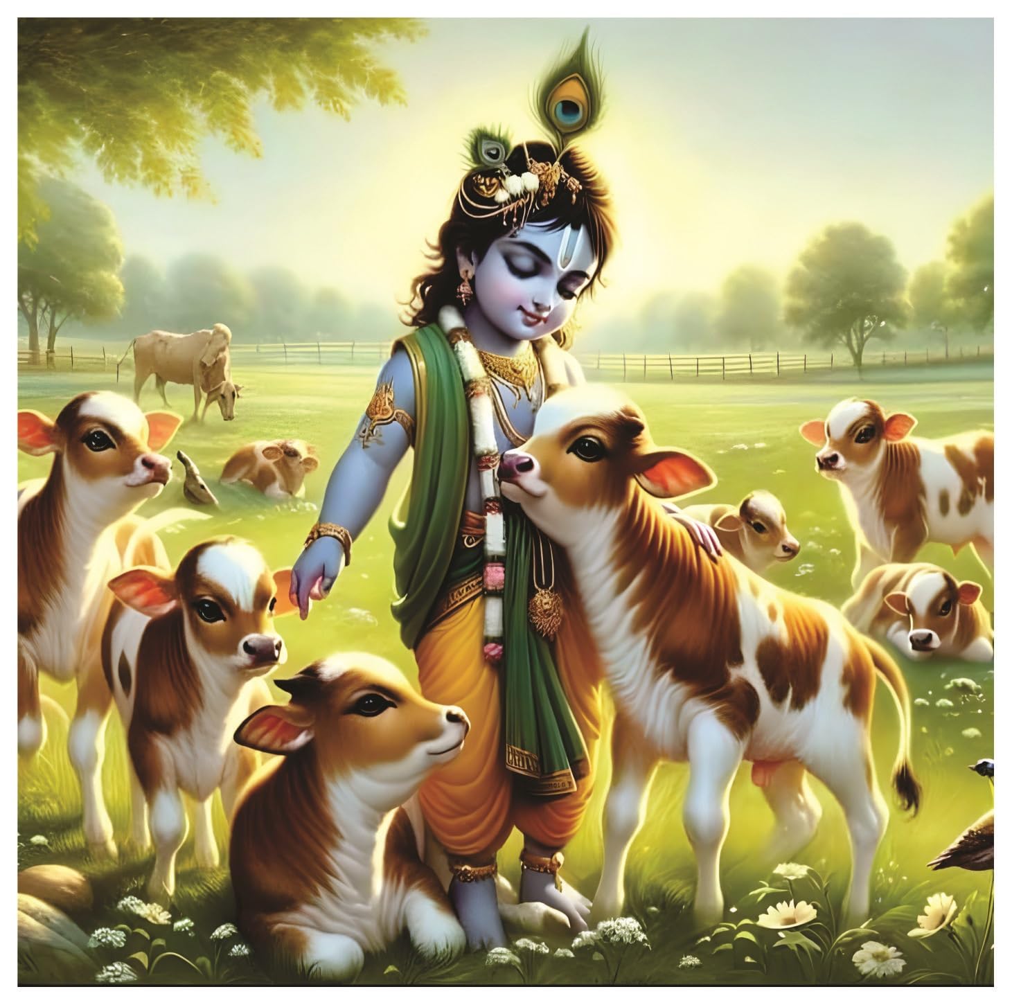 Lord Krishna With Cow High Resolution Wallpapers Krishna Cow Hi Res
