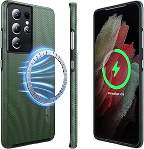 Amazon.com: NJROW Strong Magnetic for Samsung Galaxy S21 Ultra Case Compatible with MagSafe[2024 ...