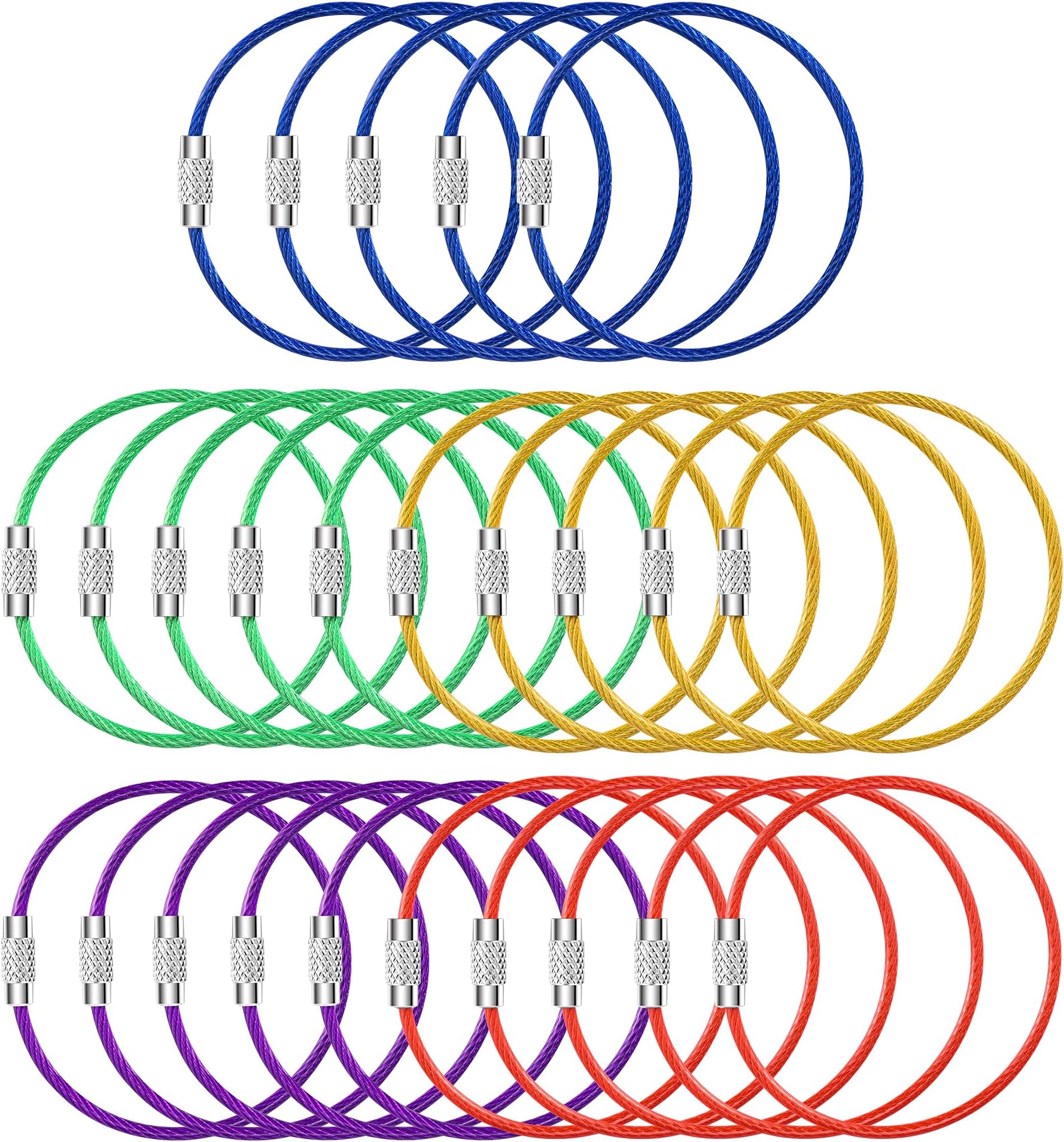 AKORD 10pcs Stainless Steel Wire Keychain Cable Keyring Twist Barrel ...