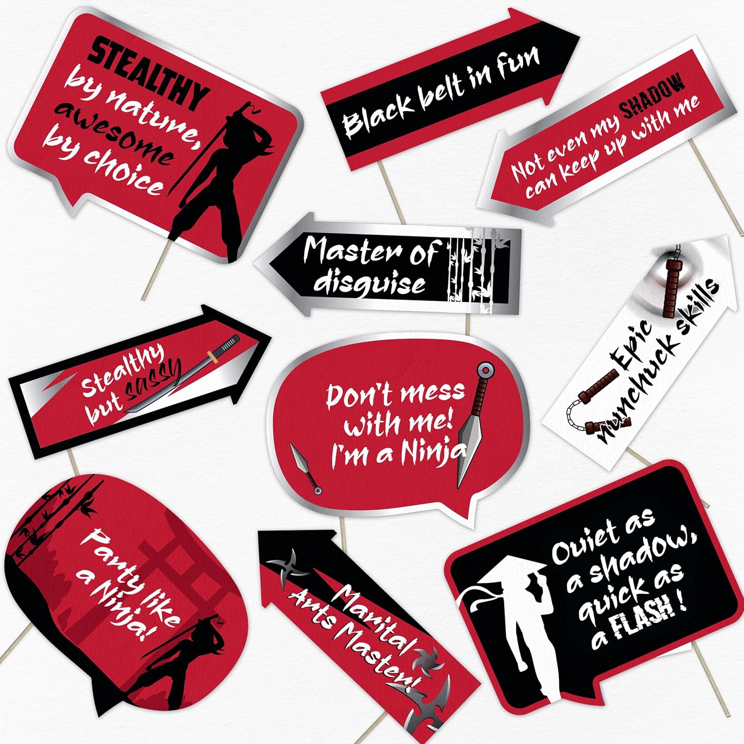 Amazon.com: Ninja Party Photo Booth Props - Party Like a Ninja Themed ...