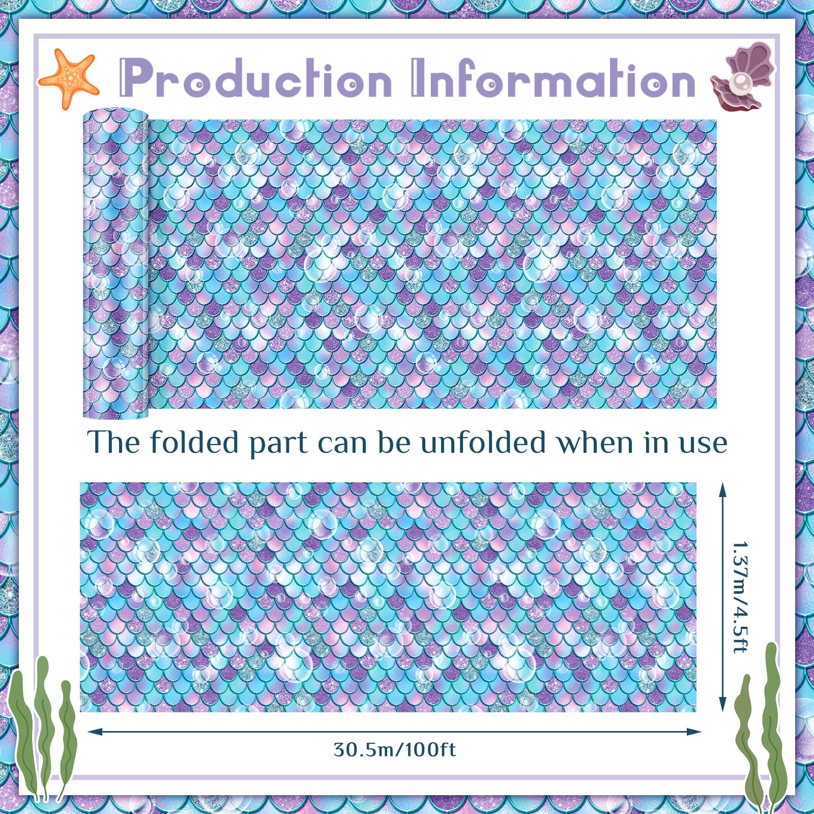 1 Roll 1200 Inch x 54 Inch Under The Ocean Tablecloth Ocean Themed ...