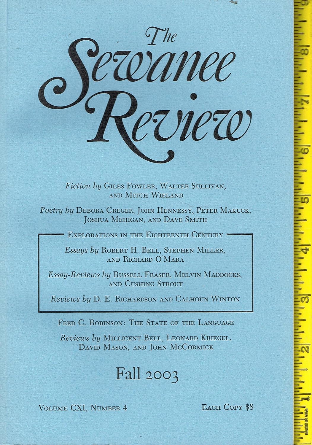The Sewanee Review, Volume CXI, Number 4, Fall 2003: Various: Amazon ...