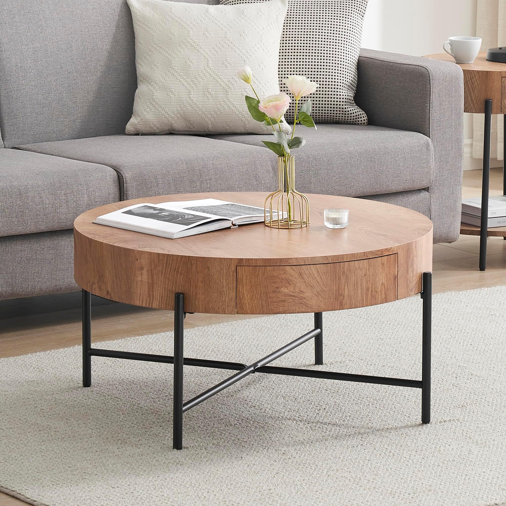 Amazon.com: GAOMON Circle Coffee Table Living Room Round Center Table ...