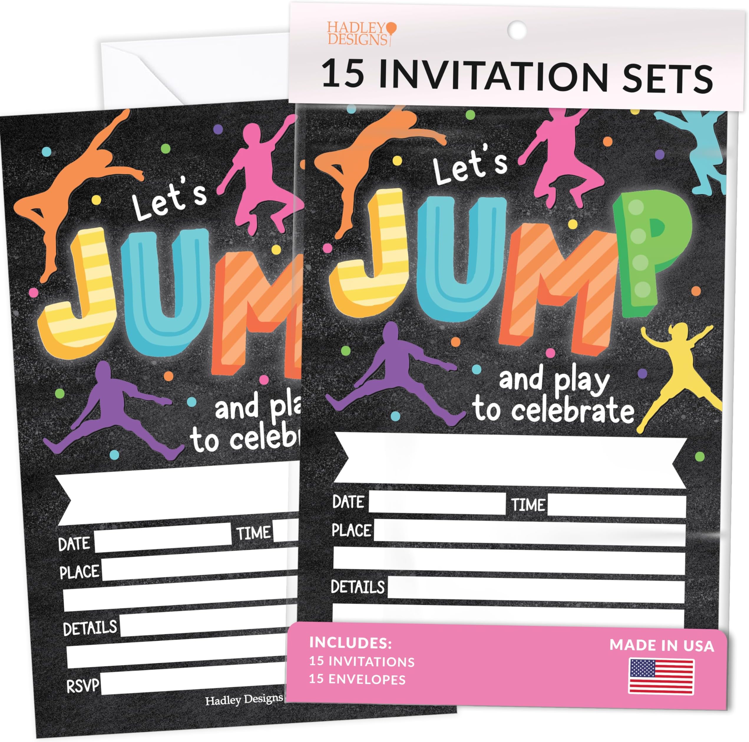 Amazon.com : Trampoline Park Kids Birthday Invitations- Jump Party ...