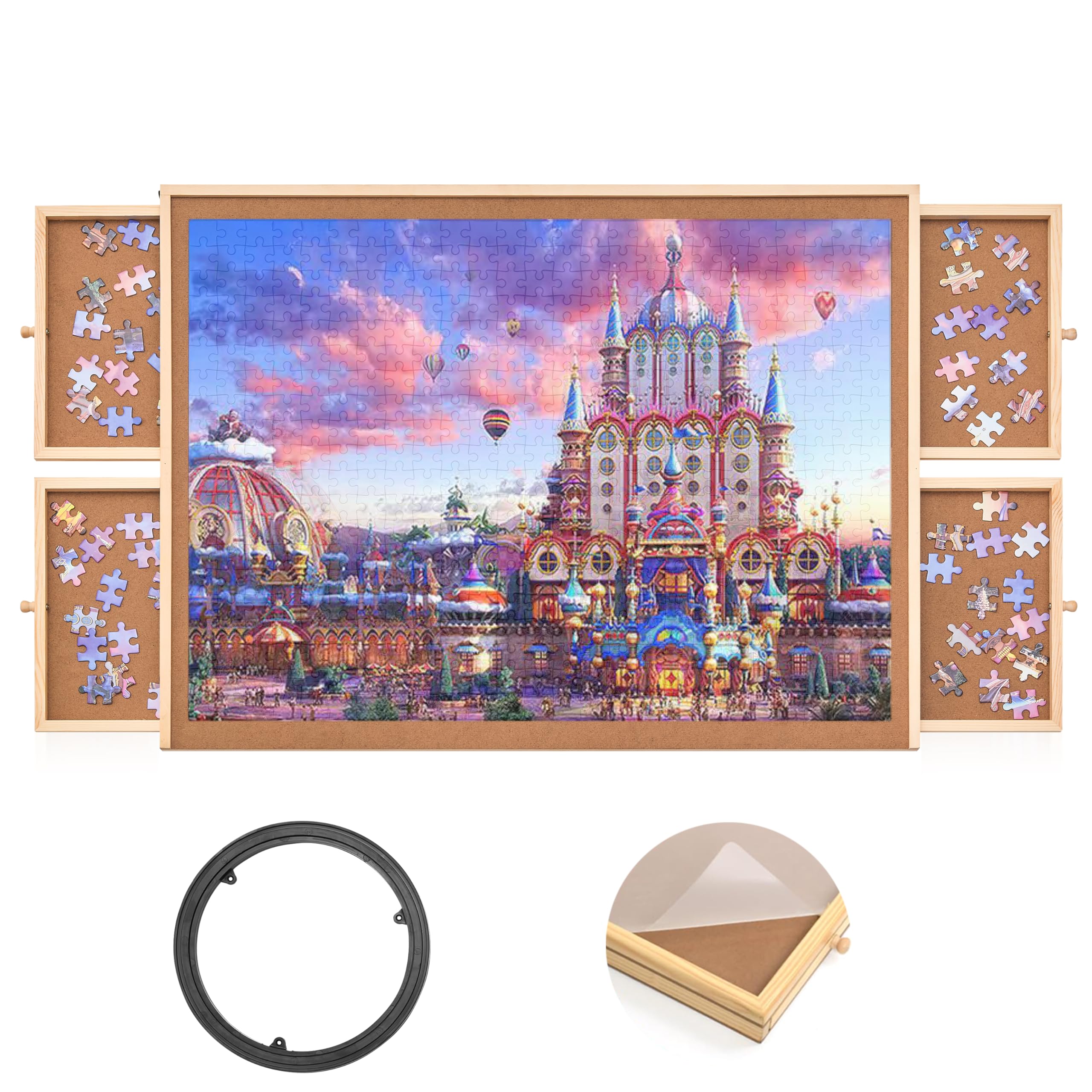 Snapklik.com : 1000 Piece Wooden Jigsaw Puzzle Table - 4 Drawers ...
