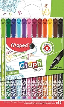 Maped Graph'Peps Medium Felt Tipped Pens, 0.8mm, Assorted Colours, Pack ...