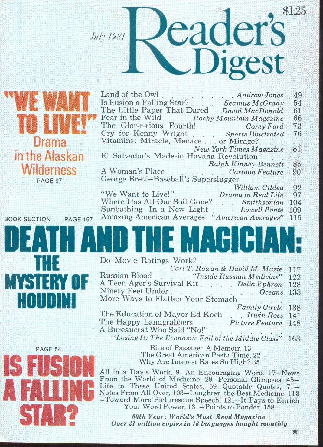 READER'S DIGEST Magazine - July, 1981: Varied: Amazon.com: Books