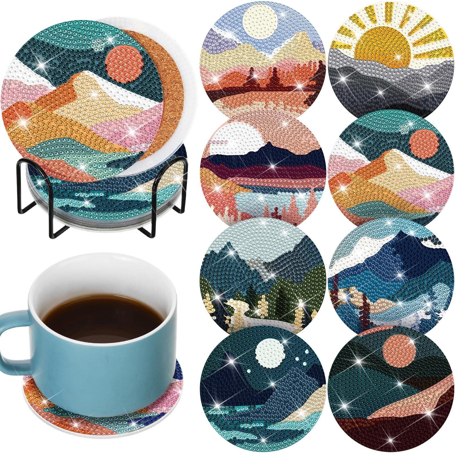 Amazon.com: 6 Pcs Diamond Painting Coasters with Holder, AZTEC Diamond ...