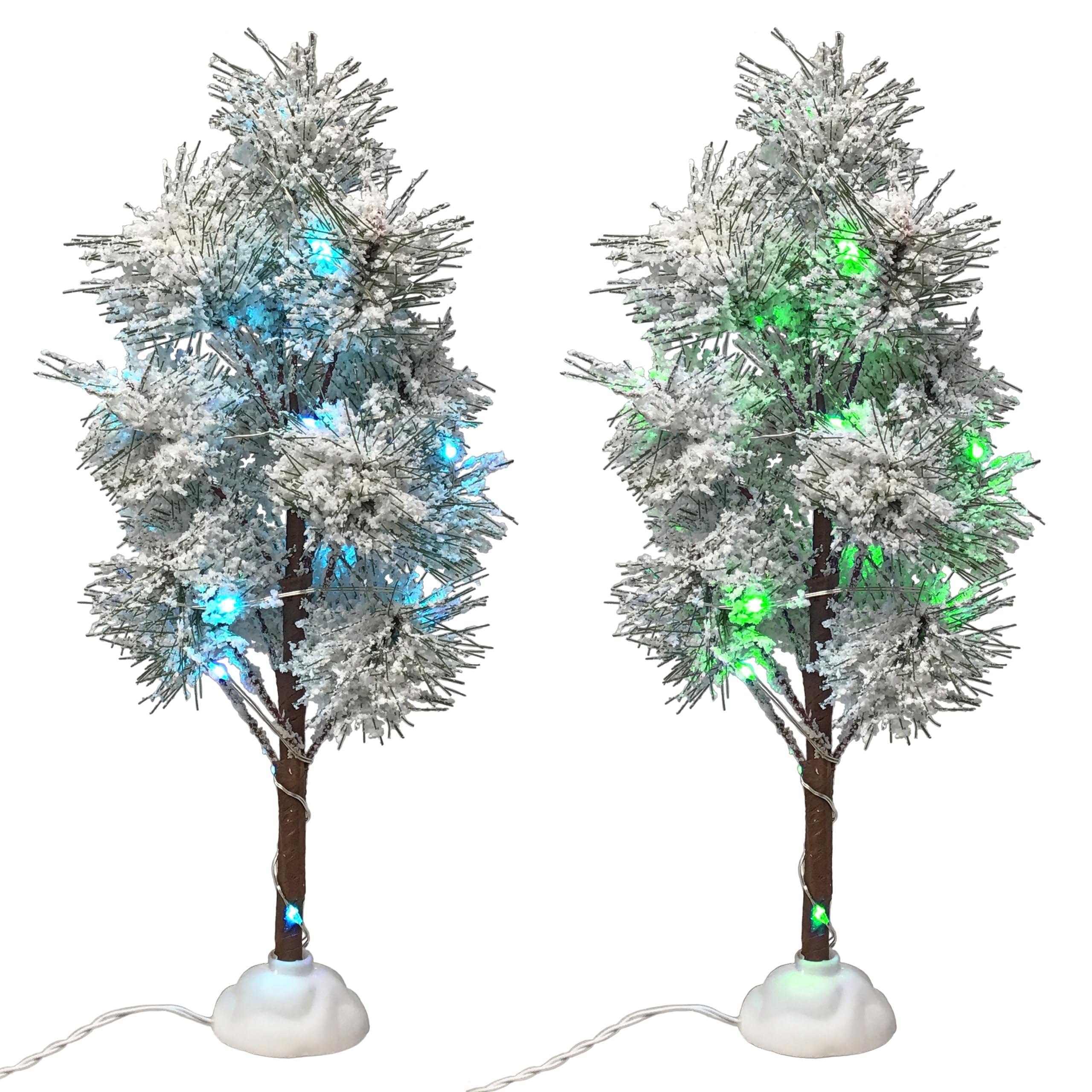 Amazon.com: Lighted Frosted Tabletop Christmas Tree - Set of 2 - LED ...