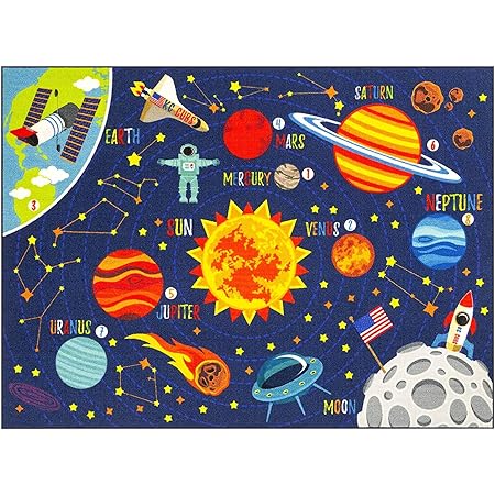 Amazon.com: Outer Space Kids Play Area Rug, Solar System Carpet, Galaxy ...