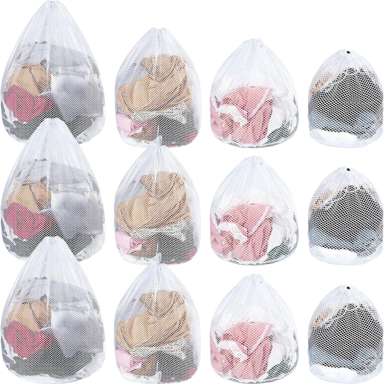 Amazon.com: Fabbay 12 Pcs Mesh Laundry Bag with Drawstring White Heavy ...