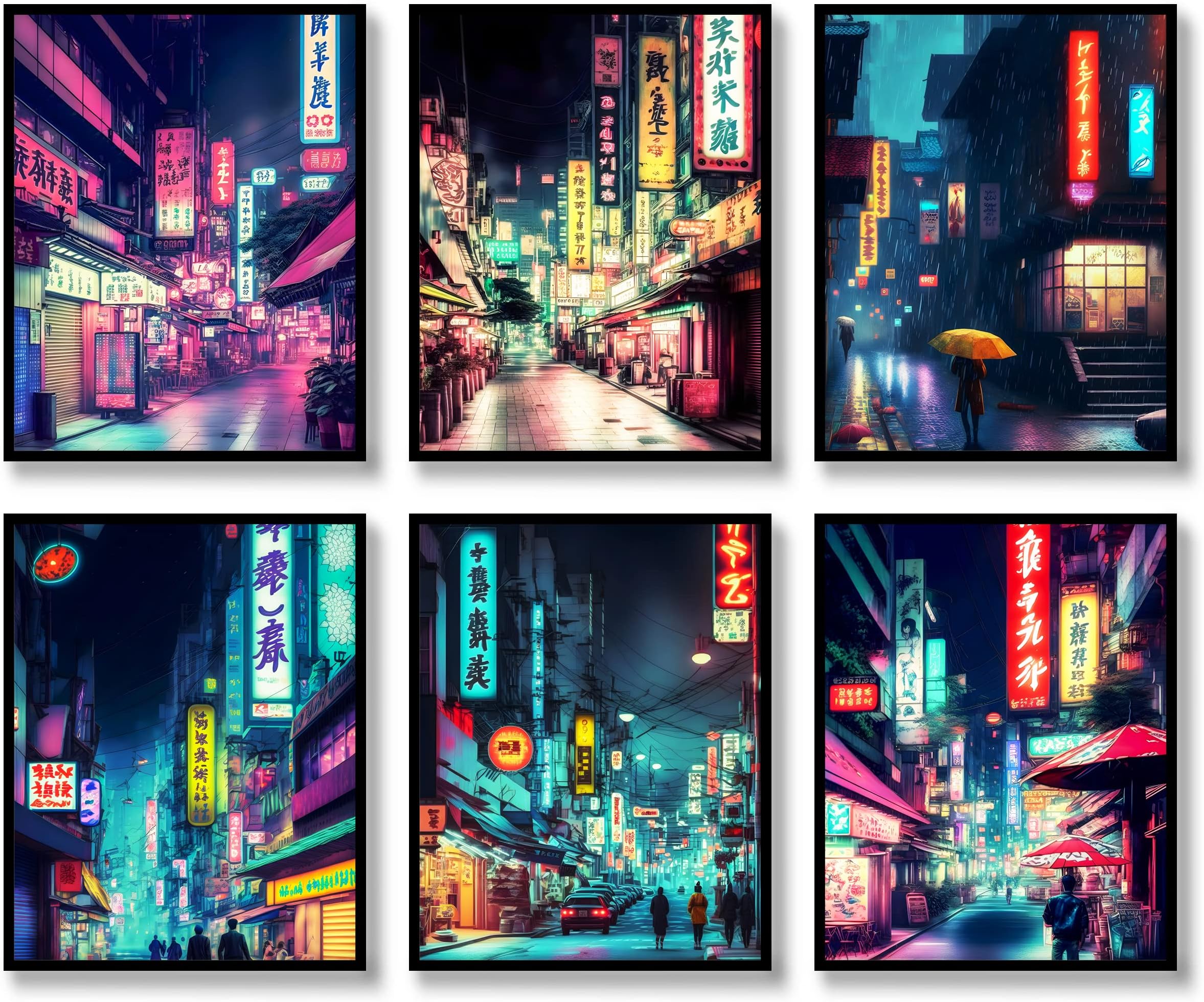 Amazon.com: QQQDADA Japanese Wall Art Prints Set of 6 Japan Neon ...