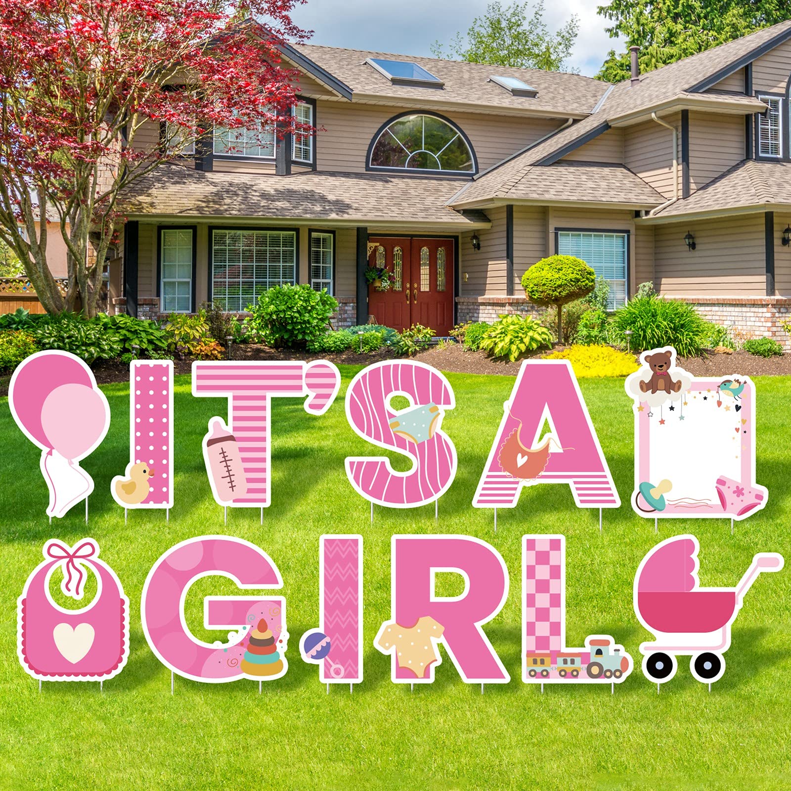 Snapklik.com : Elcoho 12Pcs Its A Girl Yard Sign