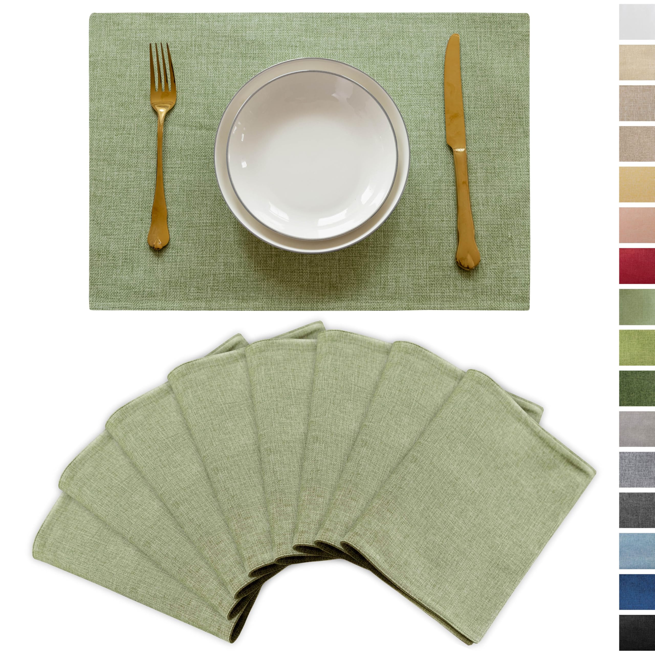 Amazon.com: Demetex Cloth Green Placemats Set of 8 Heat Resistant Table ...
