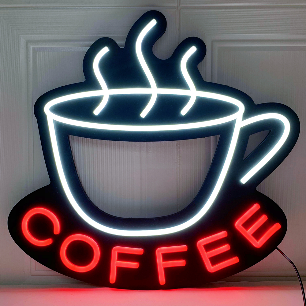 Watch COFFEE CUP neon ad sign for coffee house,business open sign on ...
