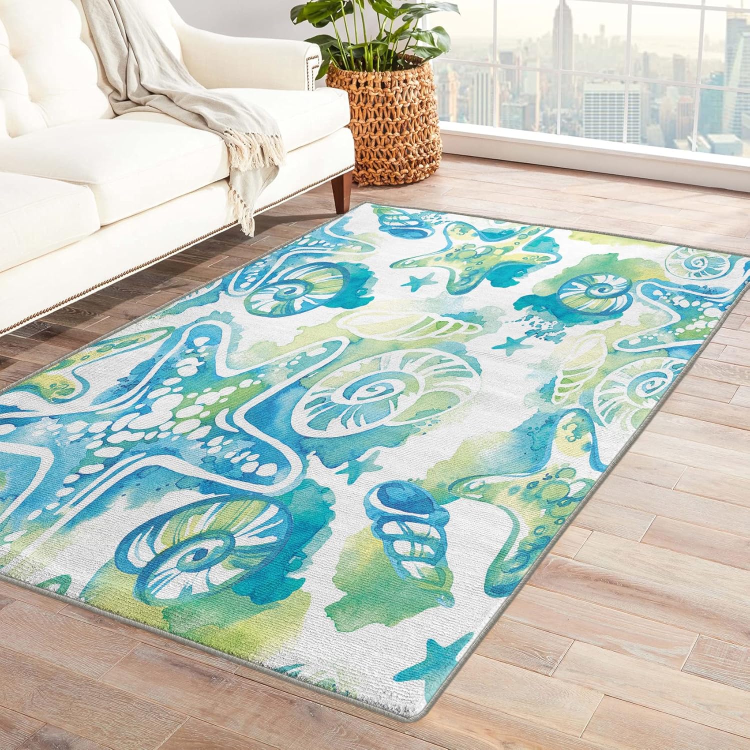 Amazon.com: Washable Rugs for Entryway Living Room Bedroom, Beach Theme ...