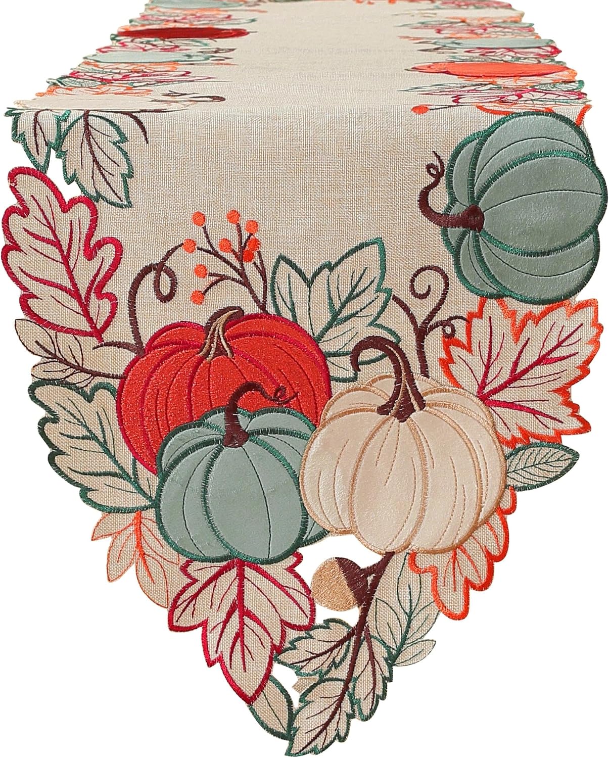 Amazon.com: Thanksgiving Decorations Fall Table Runner with Embroidered ...