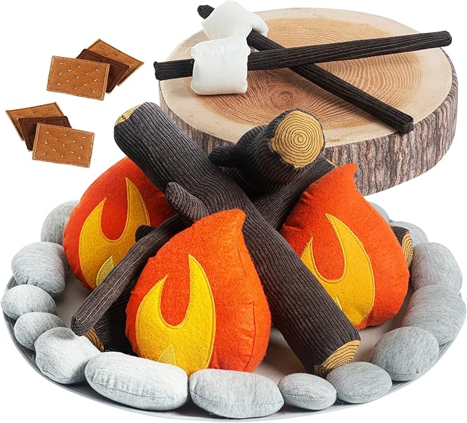 Amazon.com: Pretend Campfire Set for Kids with S'Mores Kit & Wood Log ...