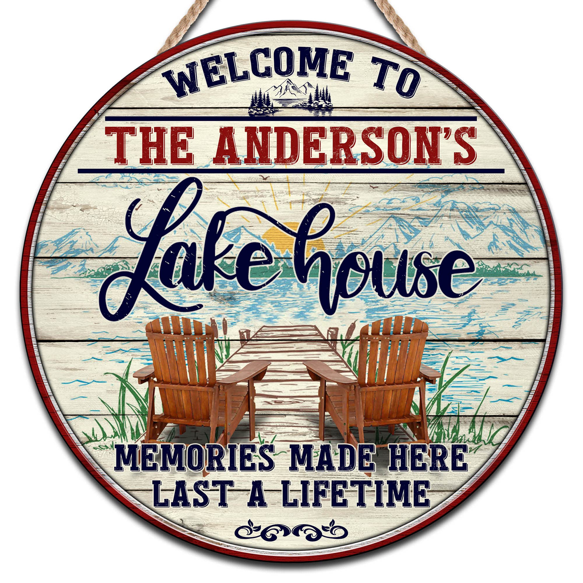 Amazon.com : N NAMESISS All Over Print Personalized Lake House Sign ...