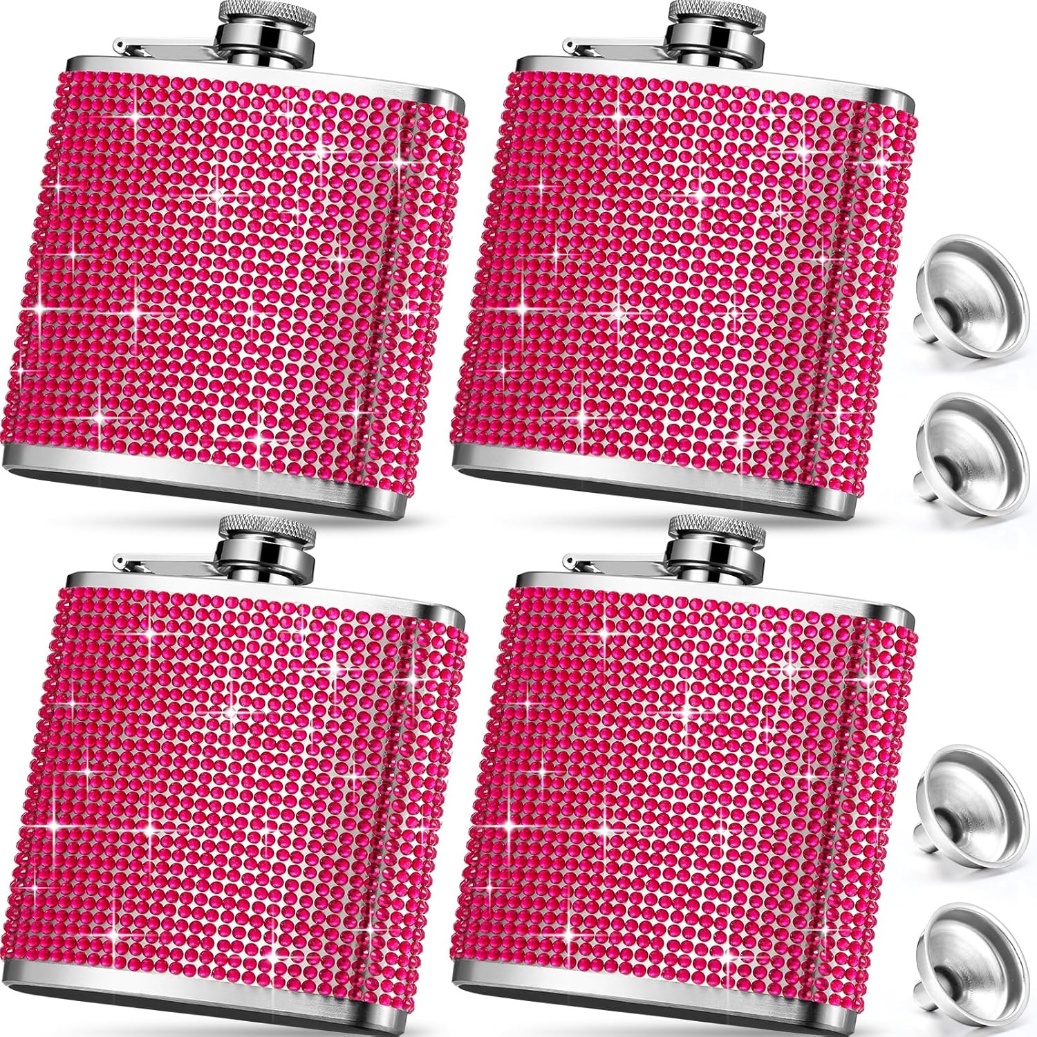 Amazon.com | Umigy 4 Pcs Diamond Flasks for Liquor for Women, 6 oz ...