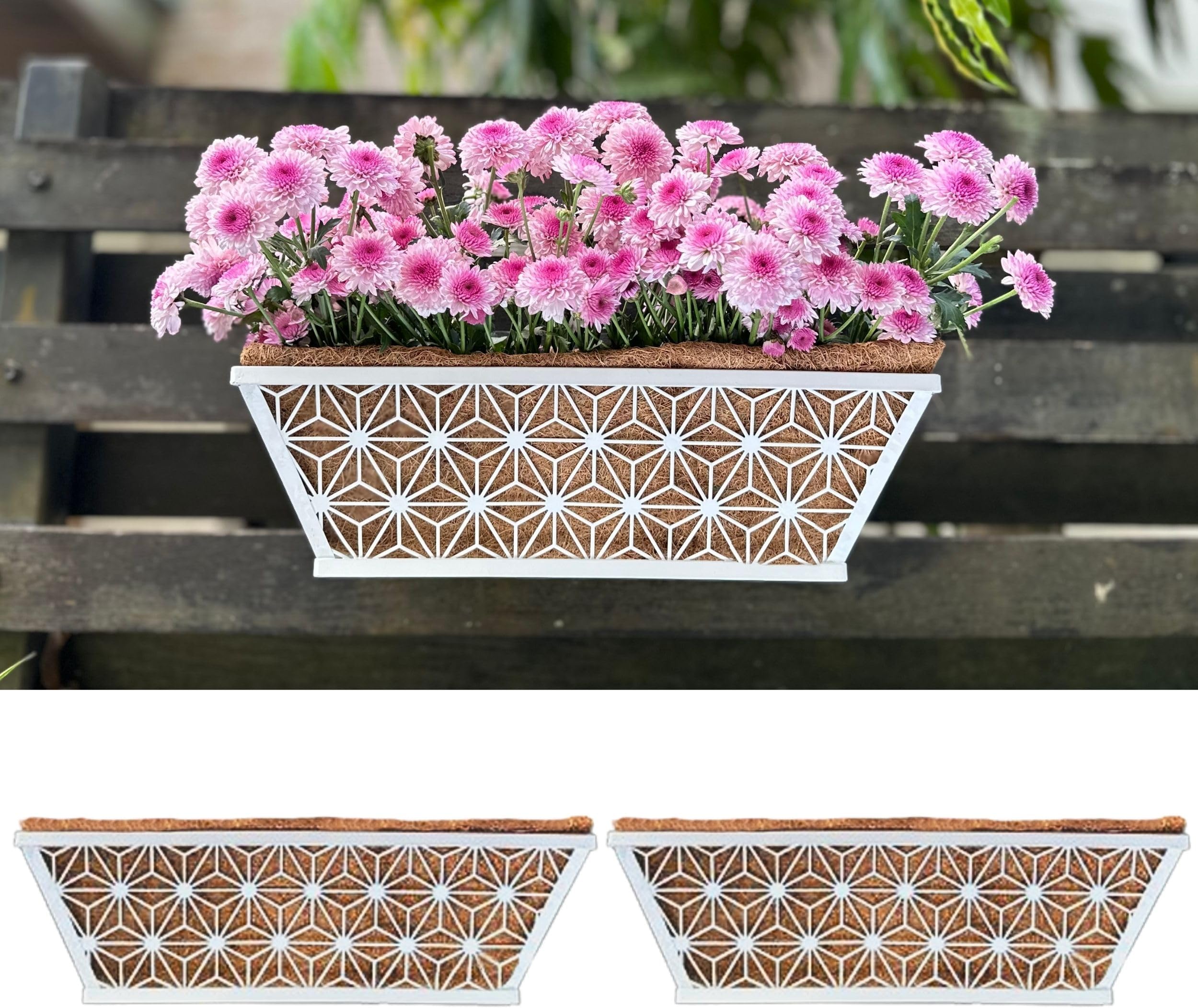 Amazon.com : LaLaGreen Window Boxes Planter (2 Pack, 16 Inch) White ...