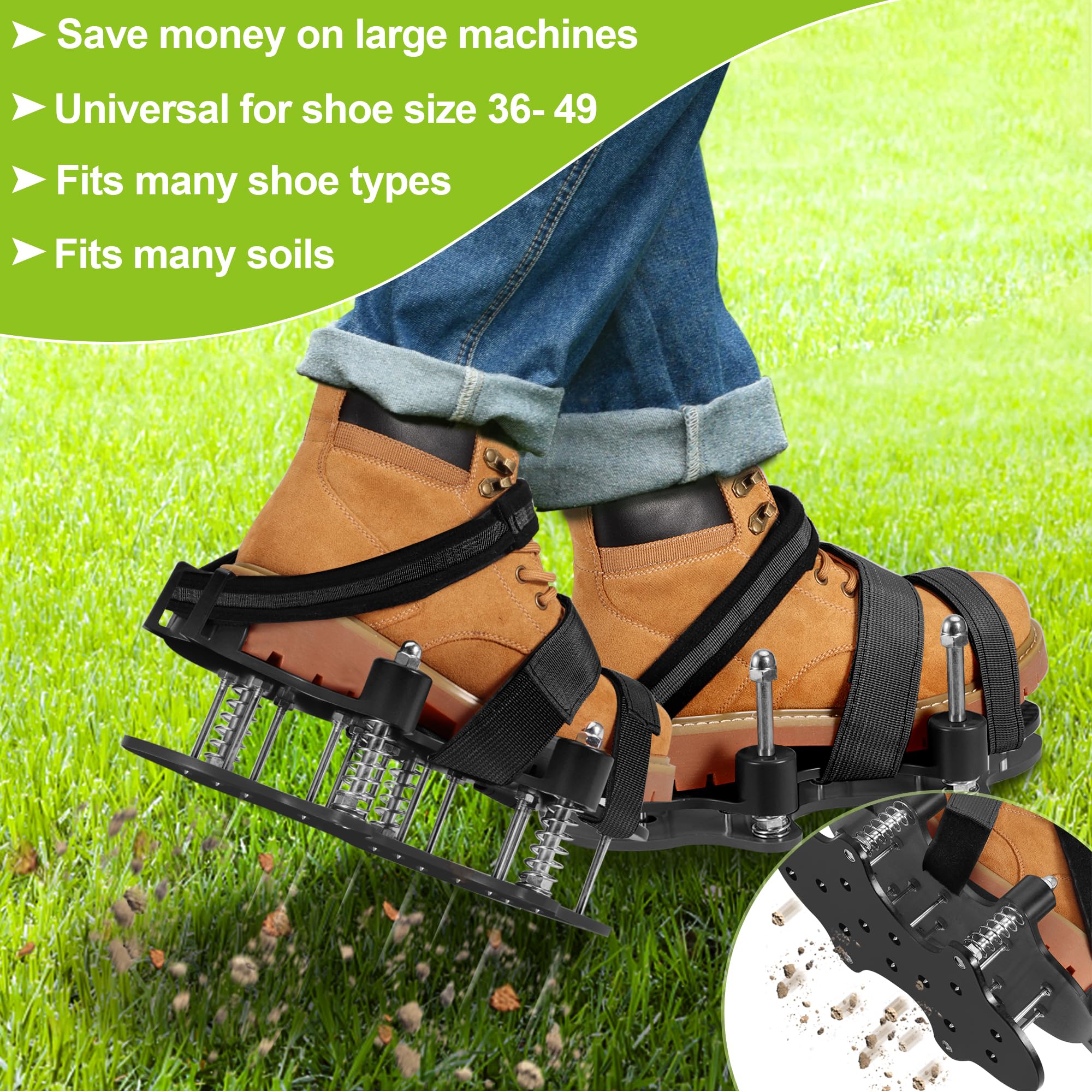 NAZZO Lawn Aerator Shoes, Patented Upgrade Double Layer Lawn Shoes ...