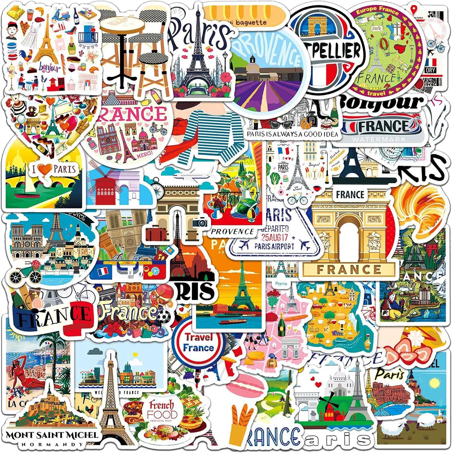 Tourist Country France Stickers,50PCs,Paris Laptop Decals Gift Toddlers ...